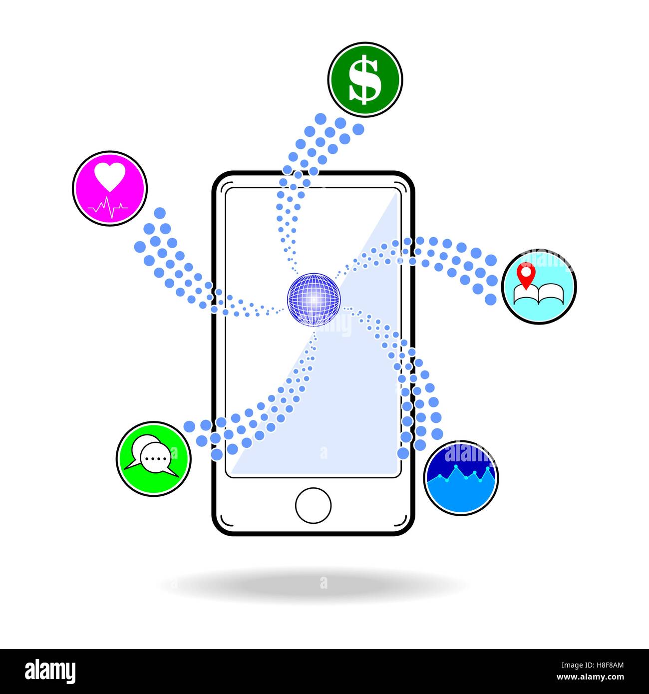 Smart phone touchscreen application and mobile connection Stock Vector ...