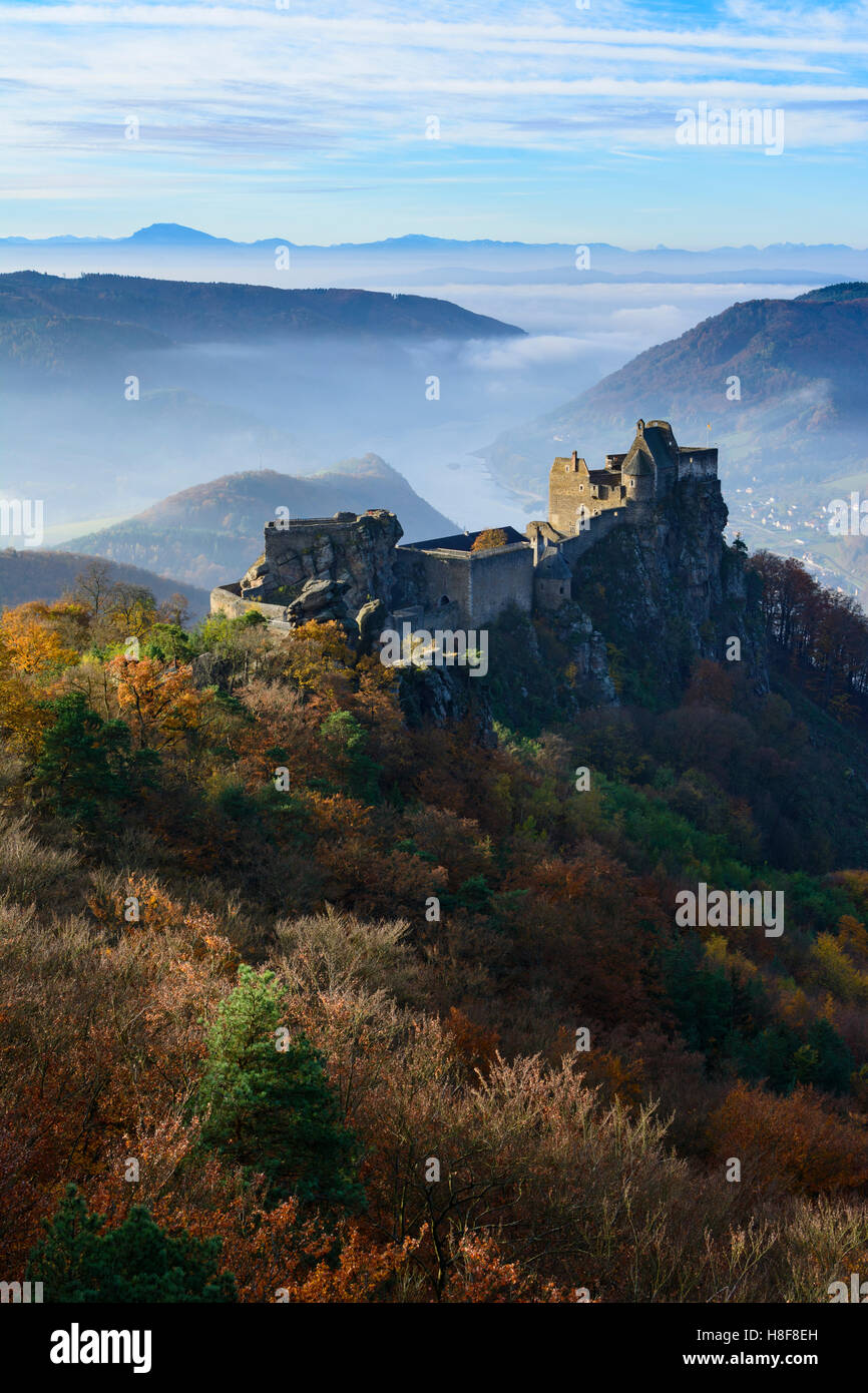Schönbühel-Aggsbach: Aggstein Castle, river Danube, Wachau ...