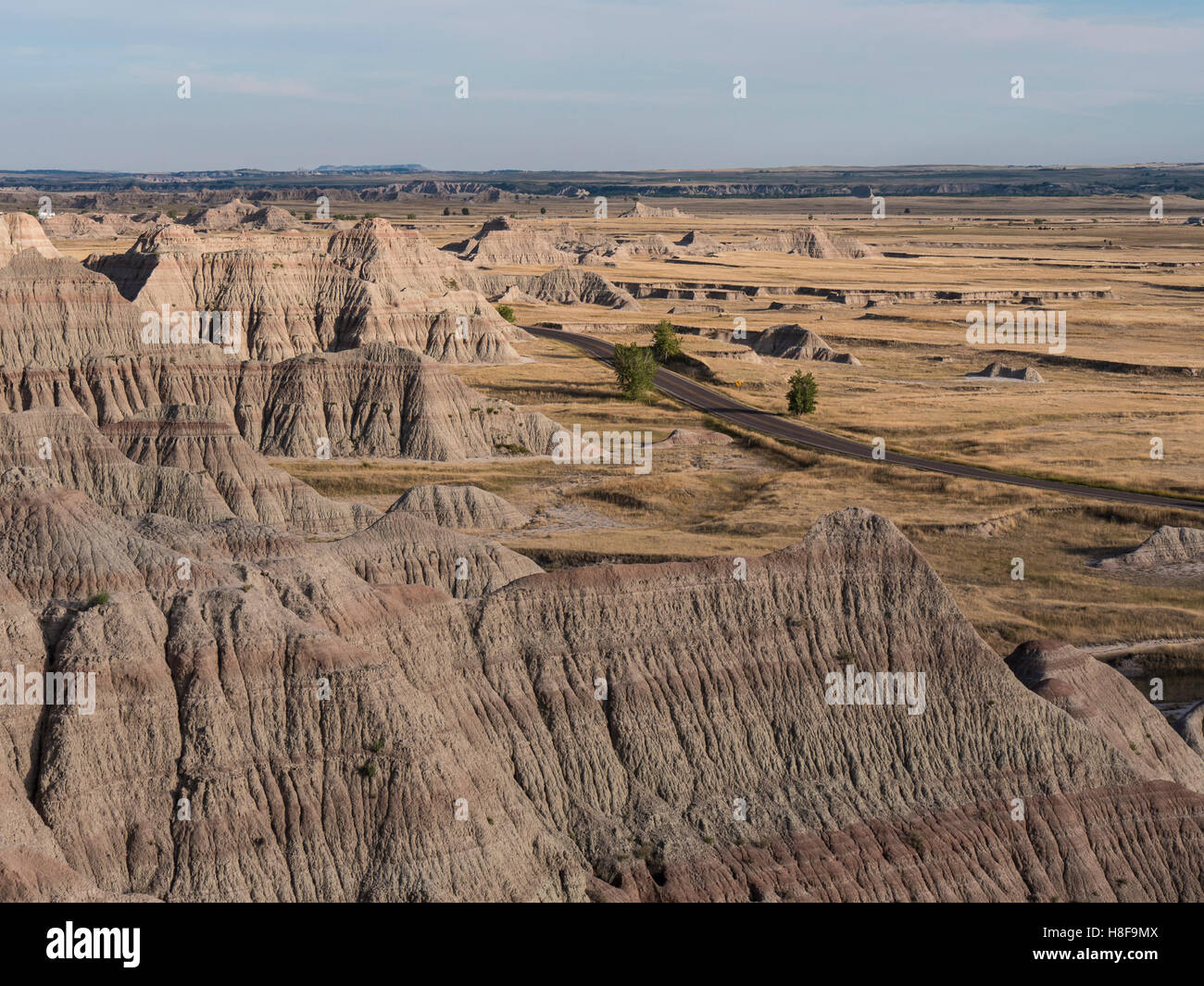 View of South Dakota Highway 240, Badlands Loop Road, from the Saddle ...