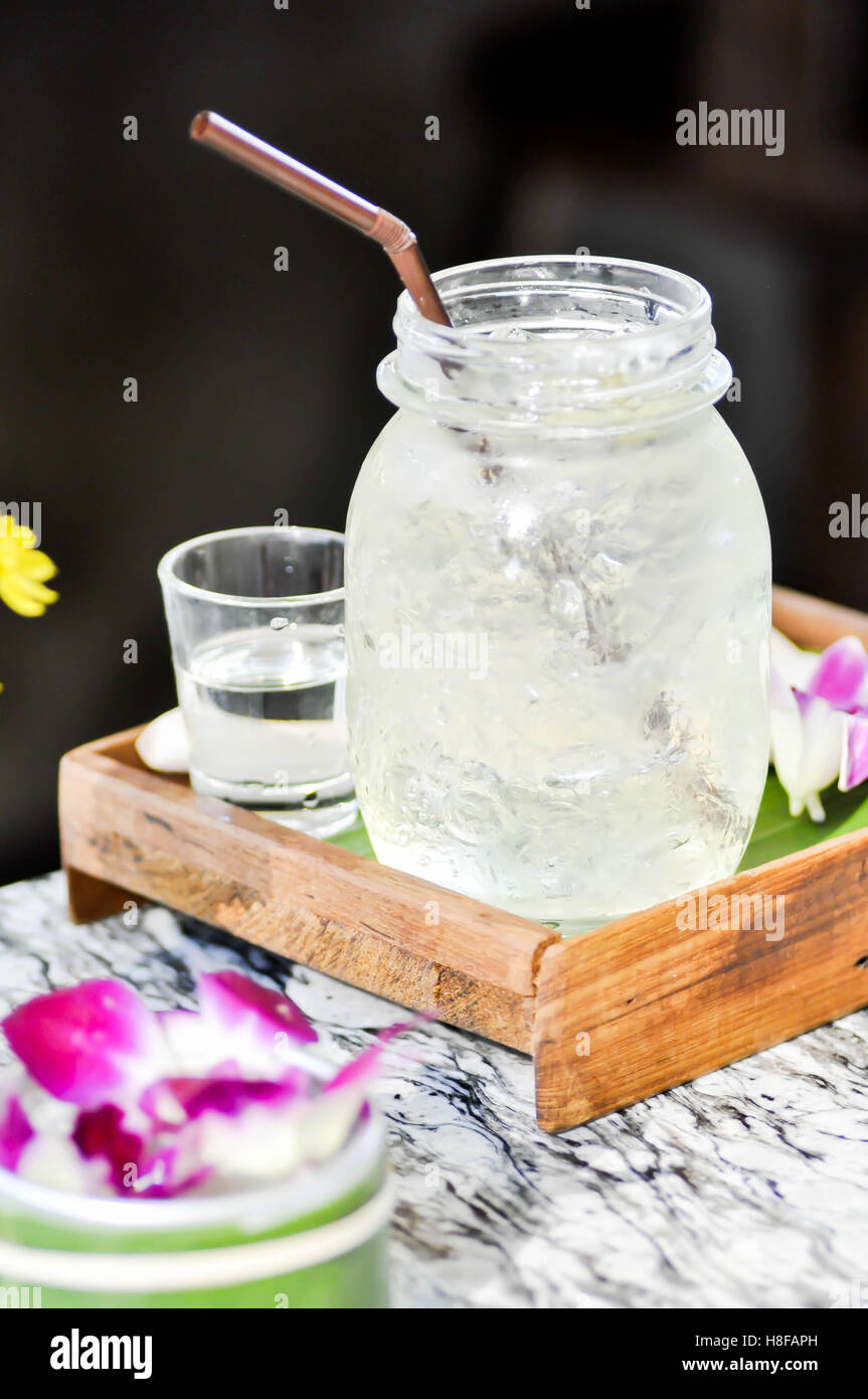 a glass of iced lemon juice with syrup Stock Photo - Alamy