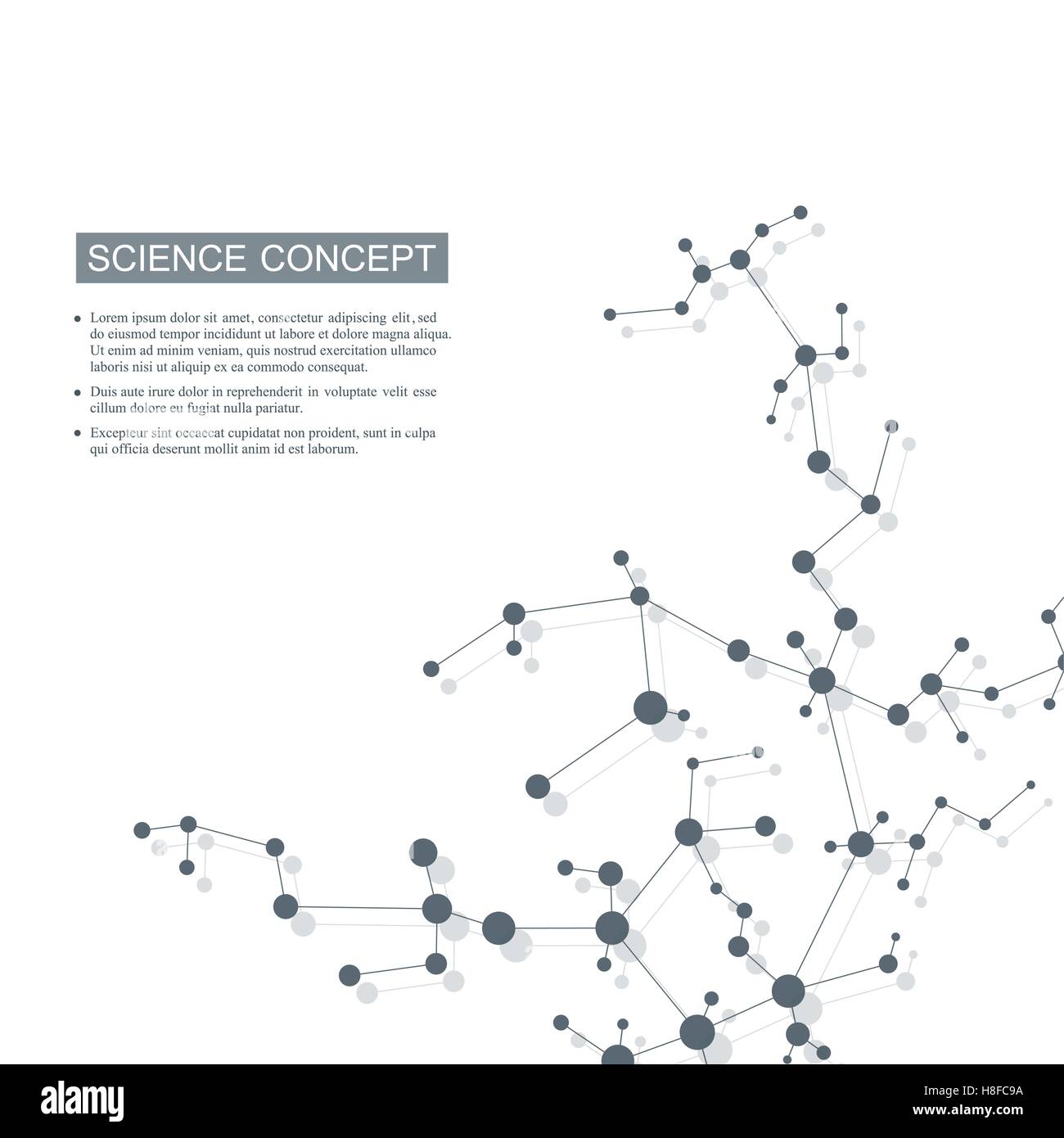 Structure molecule of DNA and neurons. Structural atom. Chemical ...