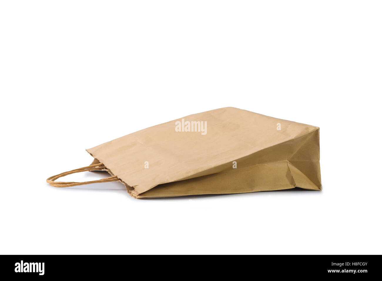 Empty blank brown paper bag isolated on white background Stock Photo ...