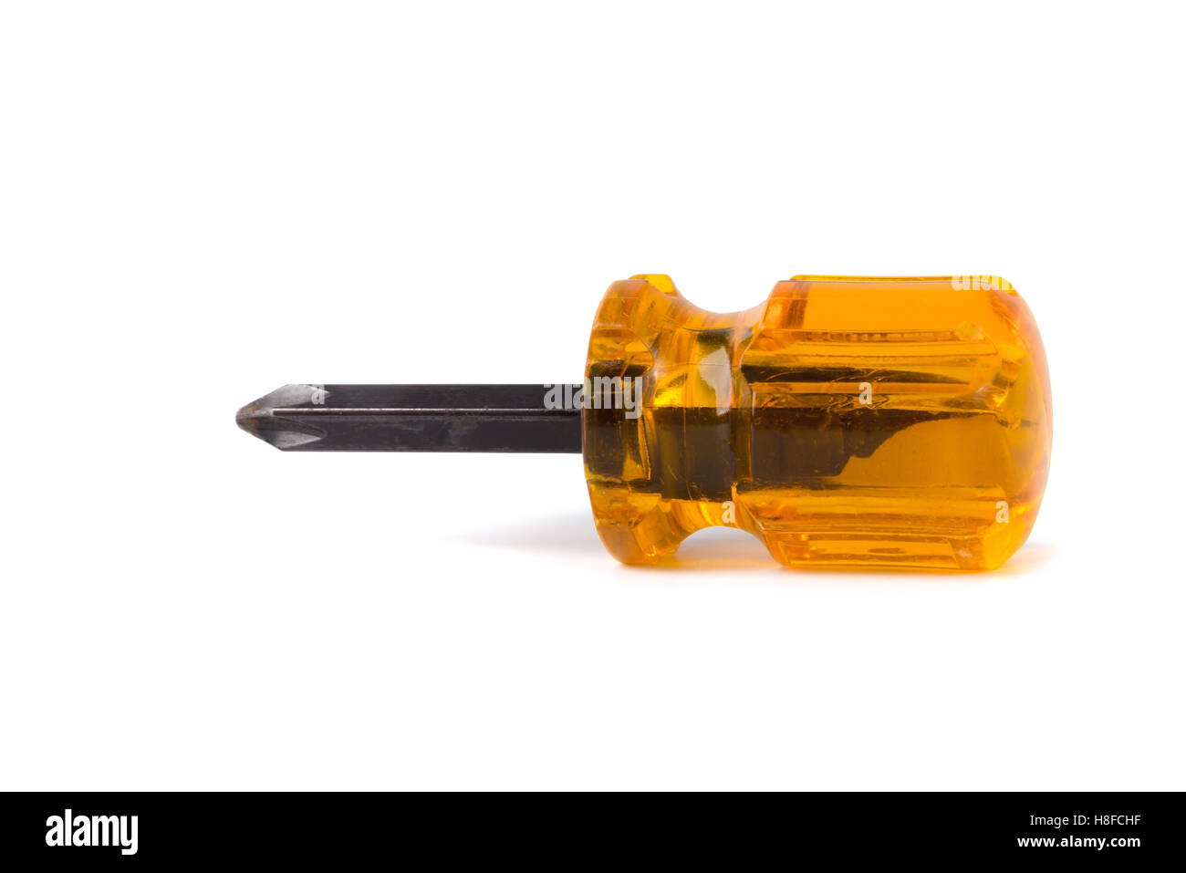 Orange short screwdriver isolated with soft shadow on white background ...
