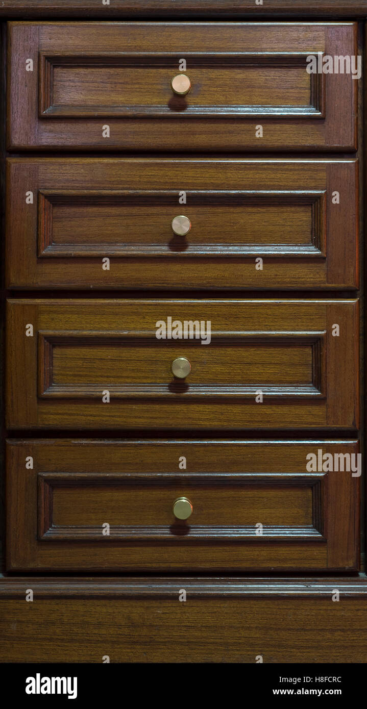 Cabinet with drawers made from dark wood, background and texture Stock ...