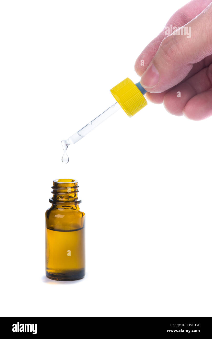 Brown medicine glass bottle with dropper, eye dropper, isolated on ...
