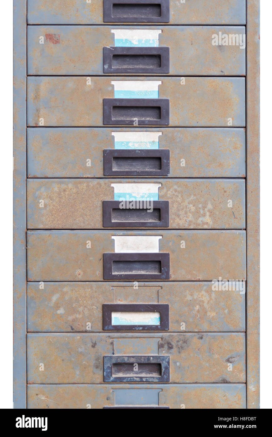 Old dirty file Drawer with dusty, isolated on white background Stock ...