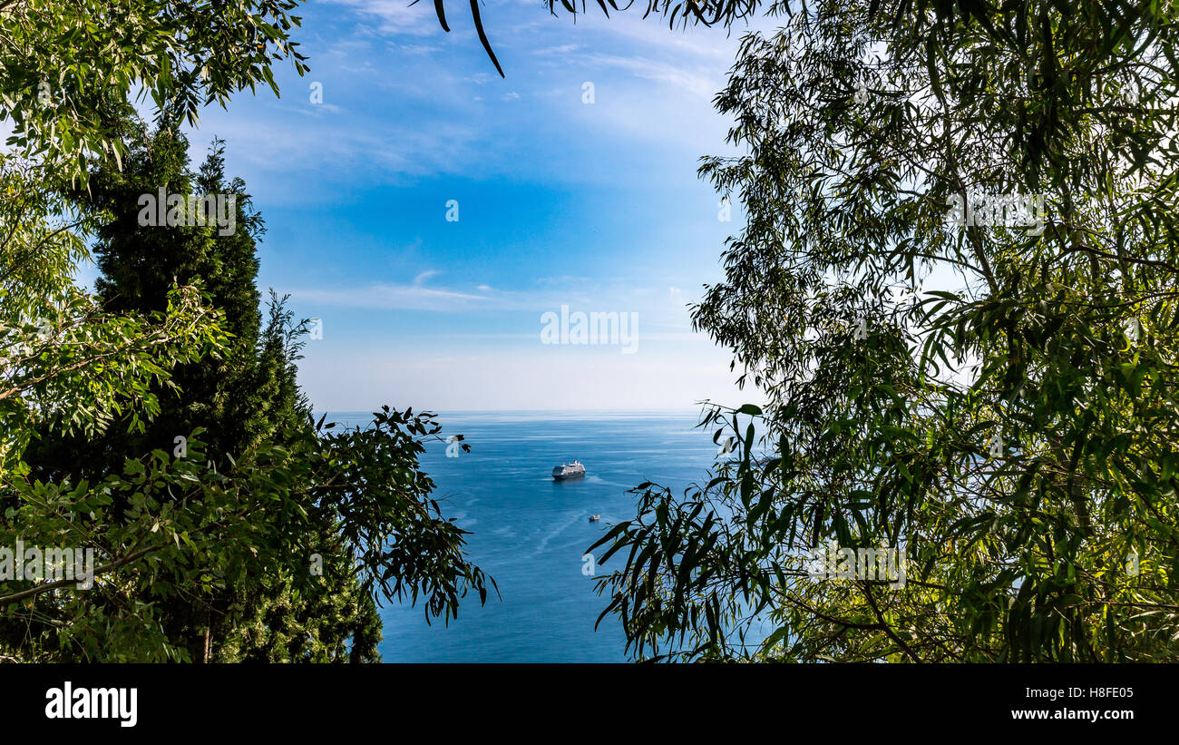 View on the cruise ship from Taormina (Sicily - Italy Stock Photo - Alamy