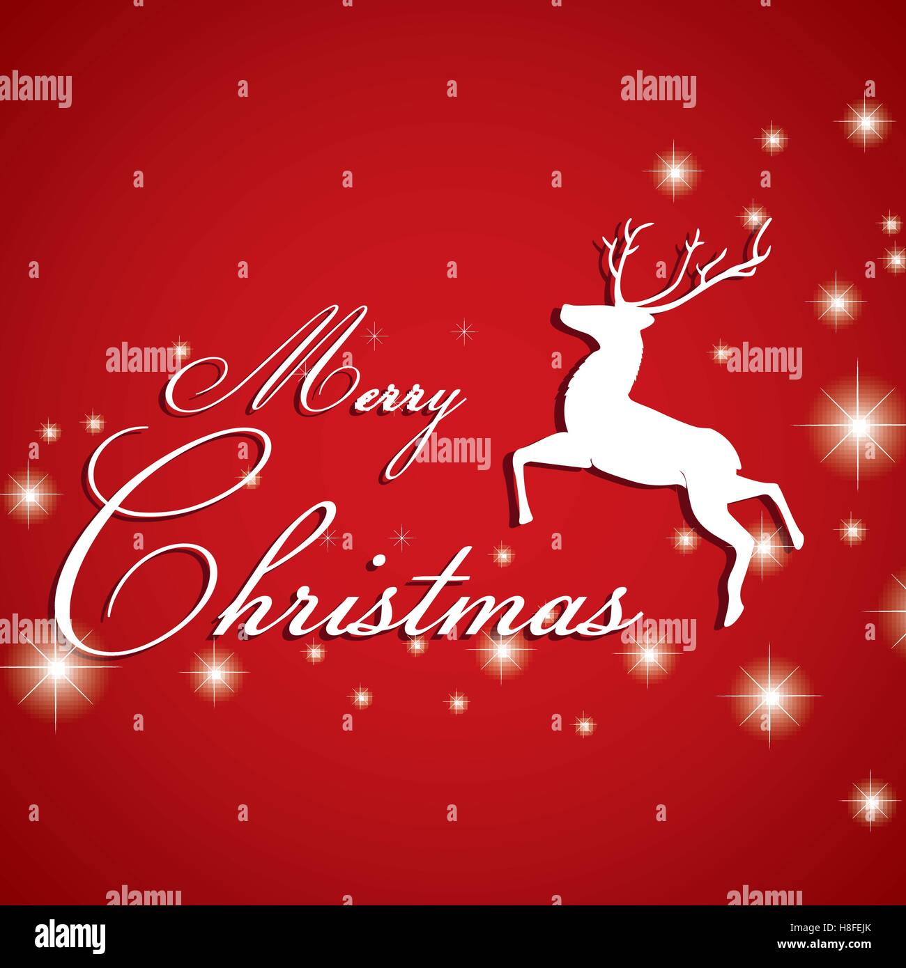 snow, Christmas, reindeer, flake, red background, vector, year ...