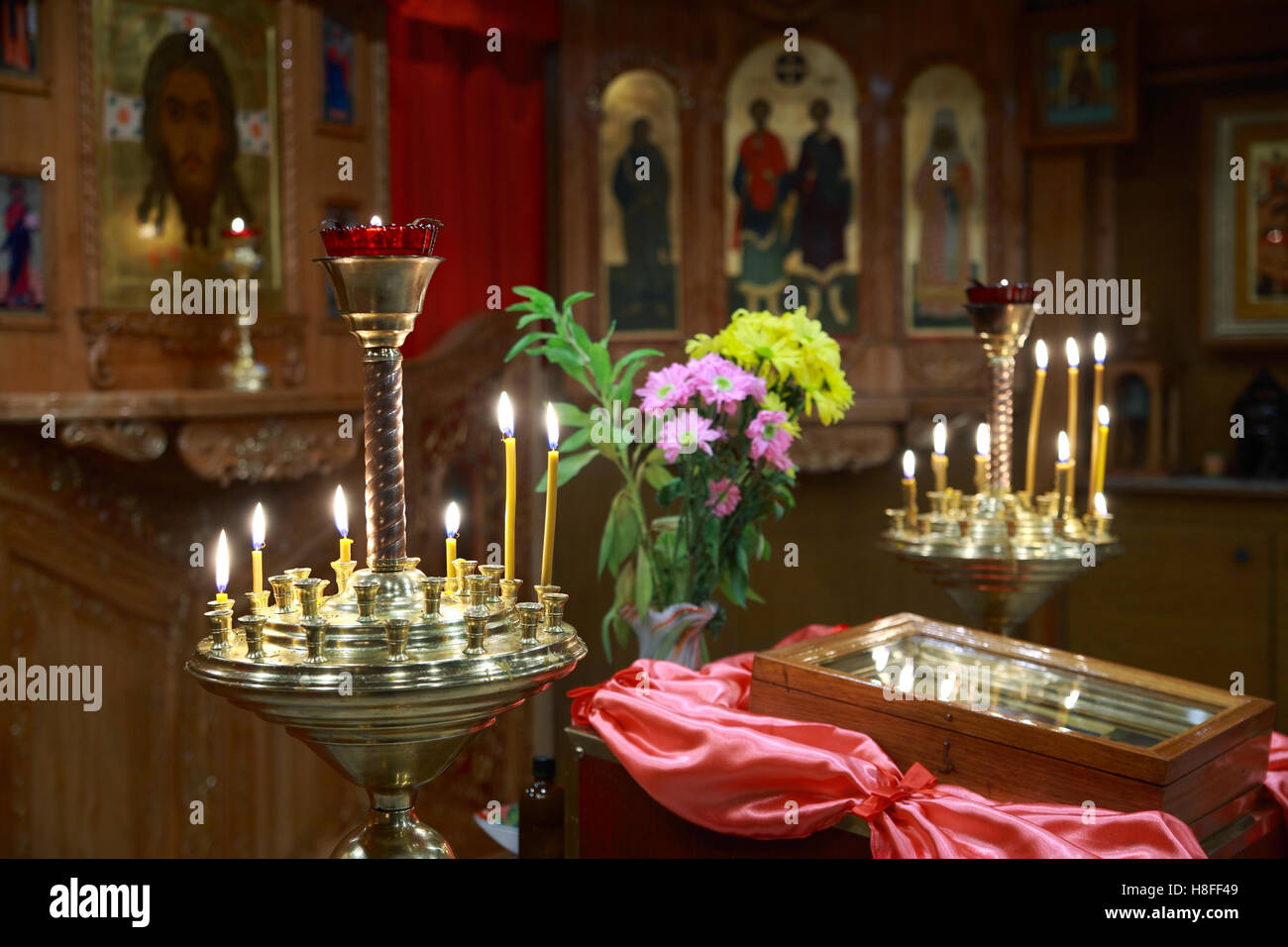Orthodox church candlesticks in church hi-res stock photography and ...