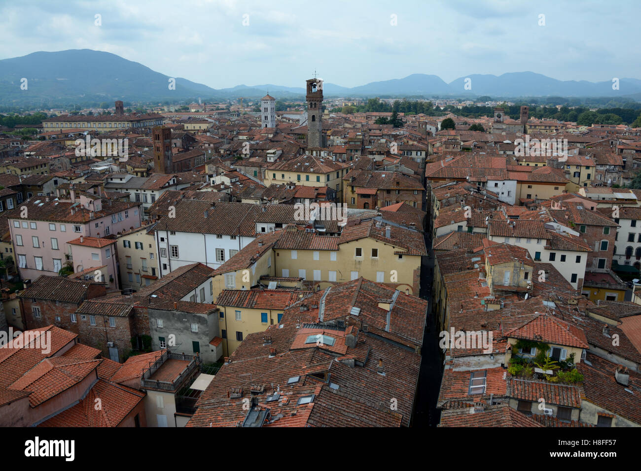 Lucca, Italy - September 5, 2016: View over old part of Lucca city in ...