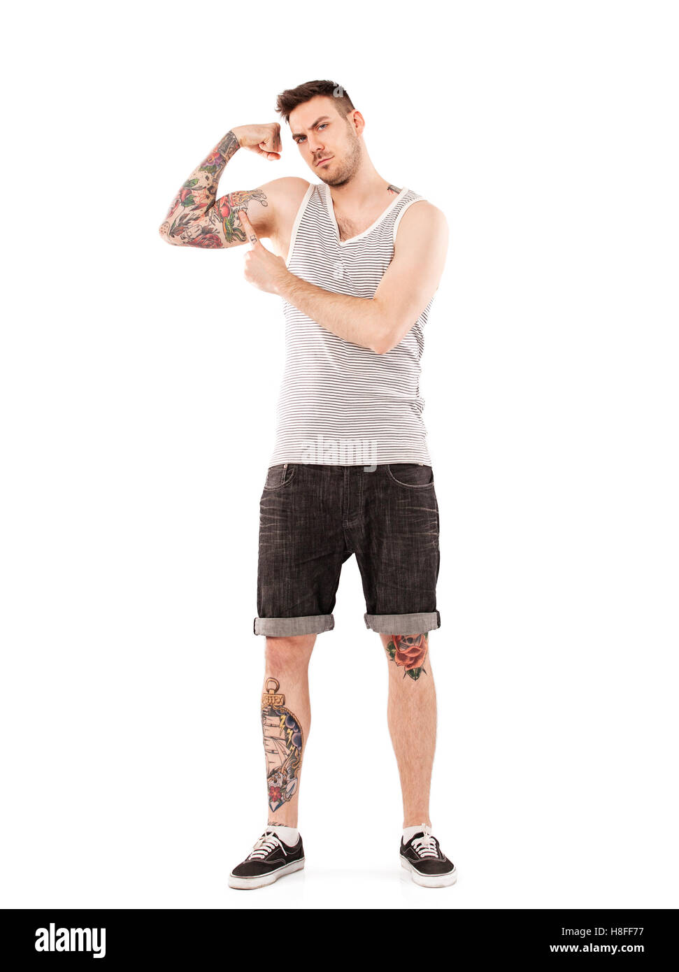 Studio shot tattooed man Cut Out Stock Images & Pictures - Alamy