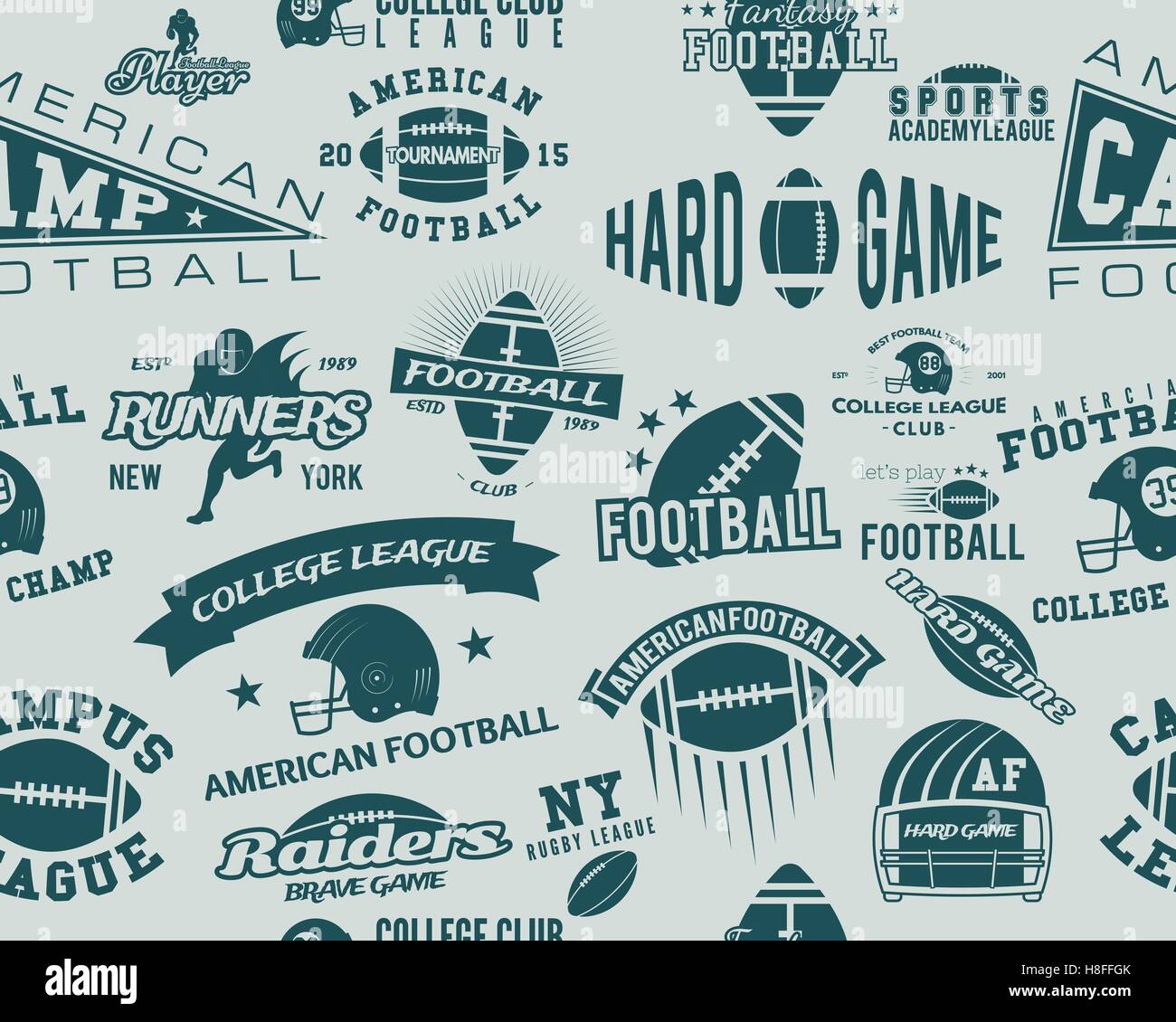 College rugby and american football team seamless pattern in retro ...