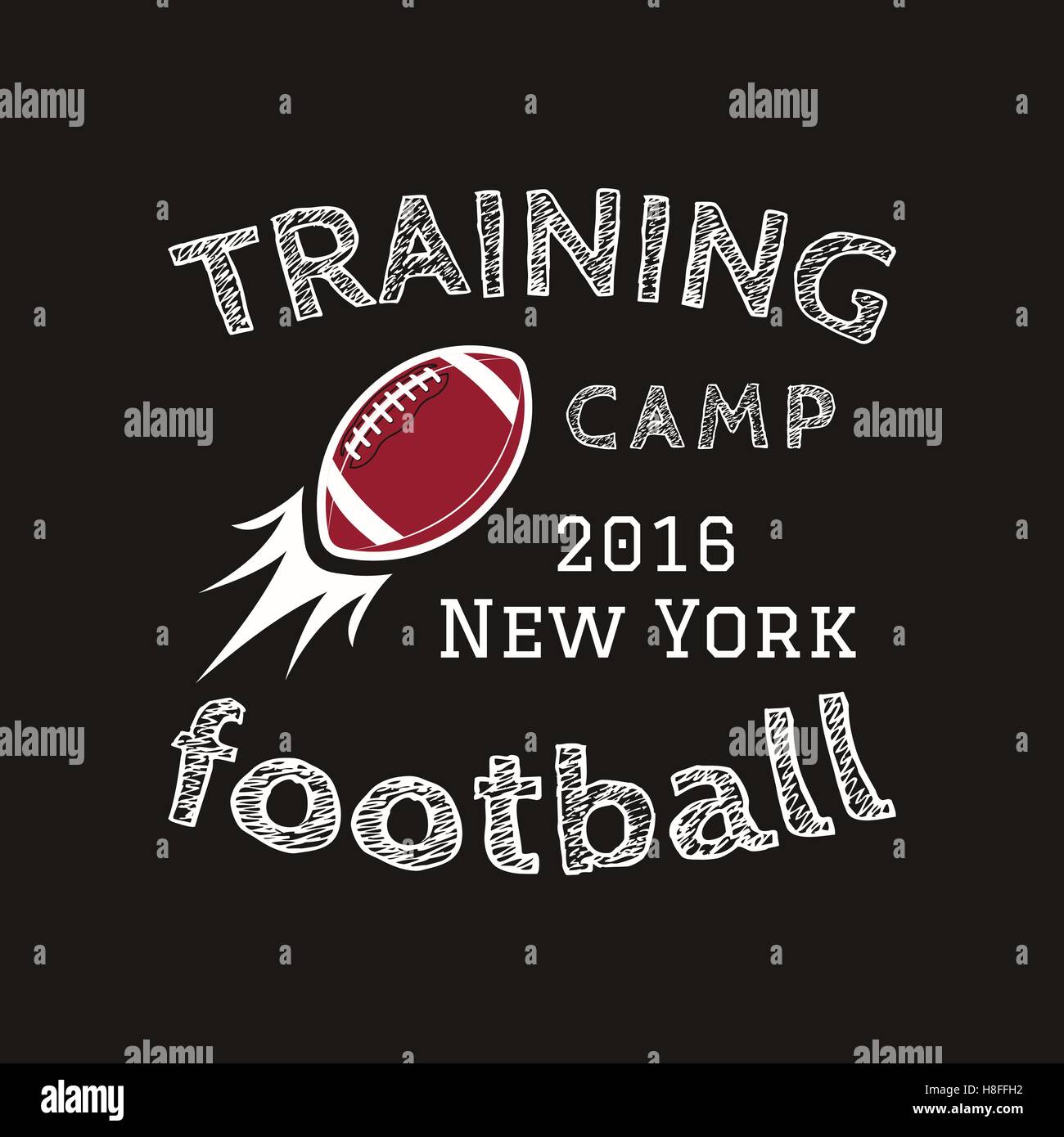 American football training camp logotype, emblem, label, badge in retro ...