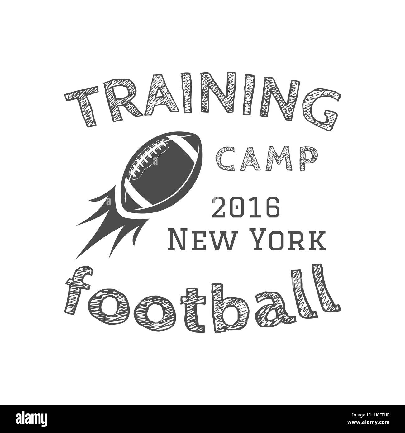 American football training camp logotype, emblem, label, badge in retro ...