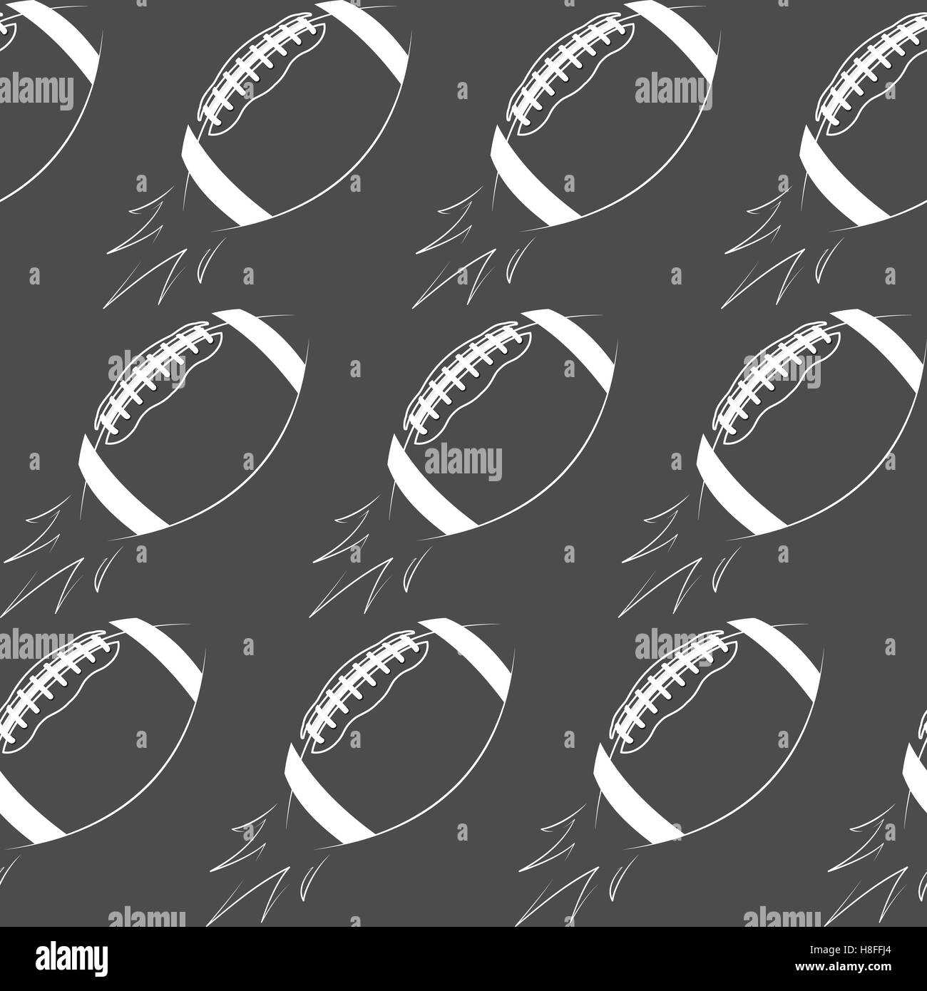 American football ball rocket seamless pattern in retro monochrome ...