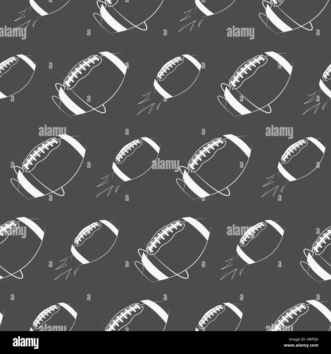 American football ball rocket seamless pattern in retro monochrome ...