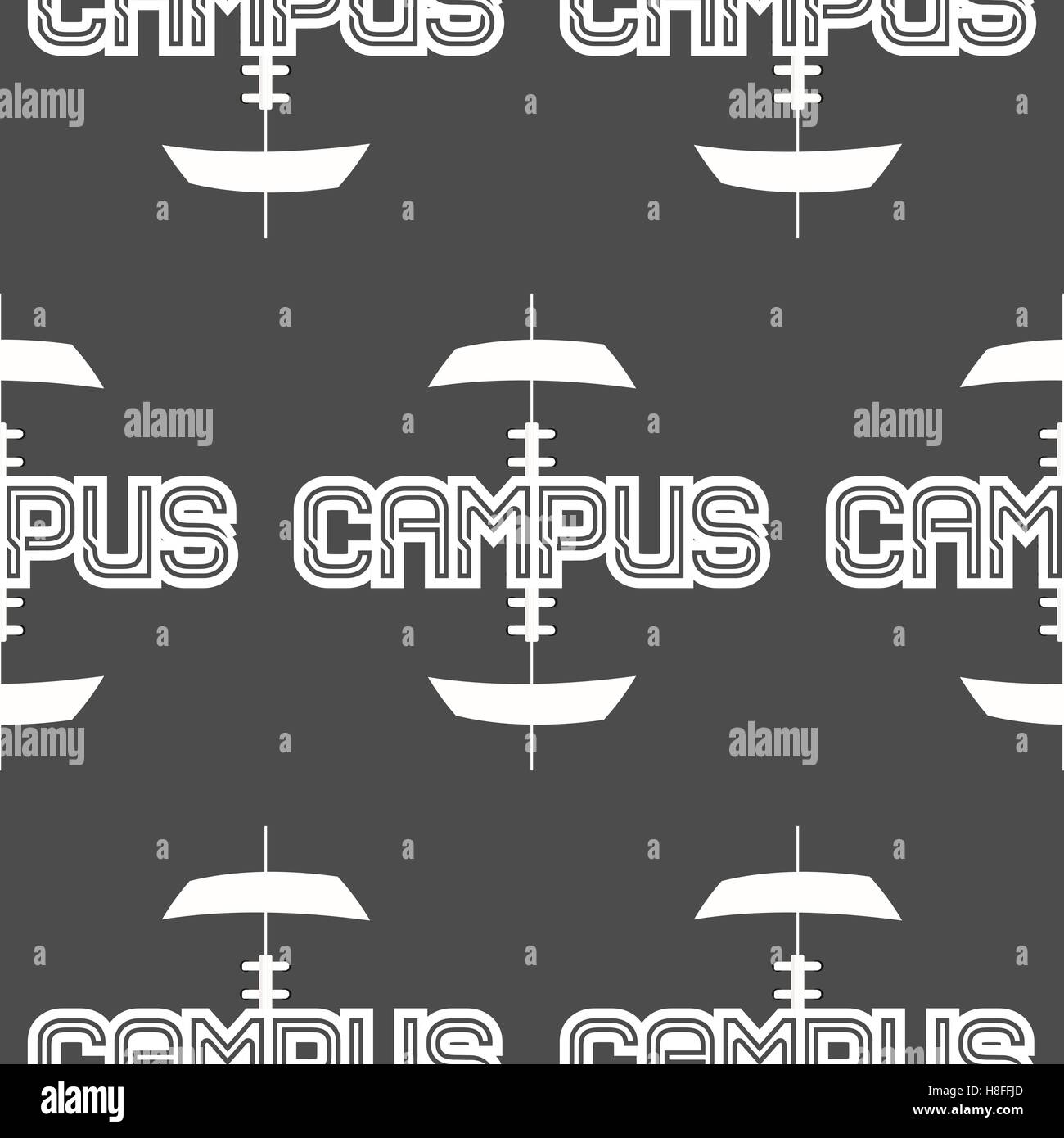 American football campus seamless pattern in grunge retro monochrome ...