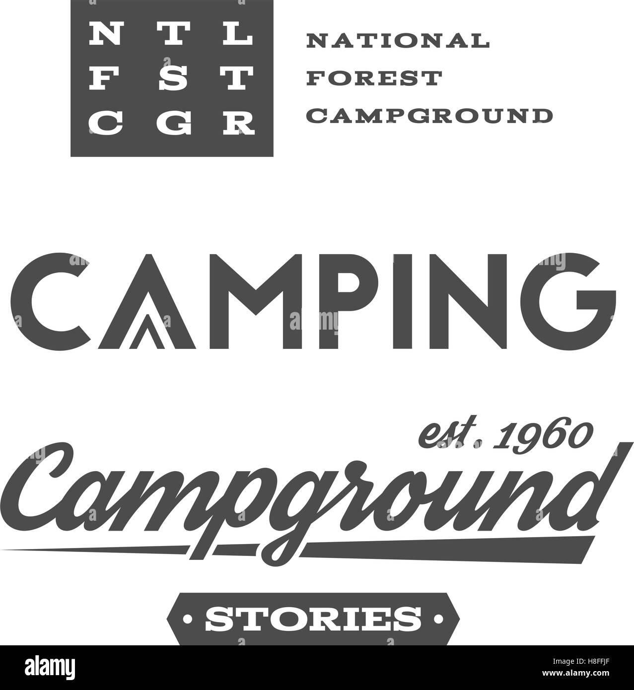 Set of retro camping badges and label logo graphics. Campground ...