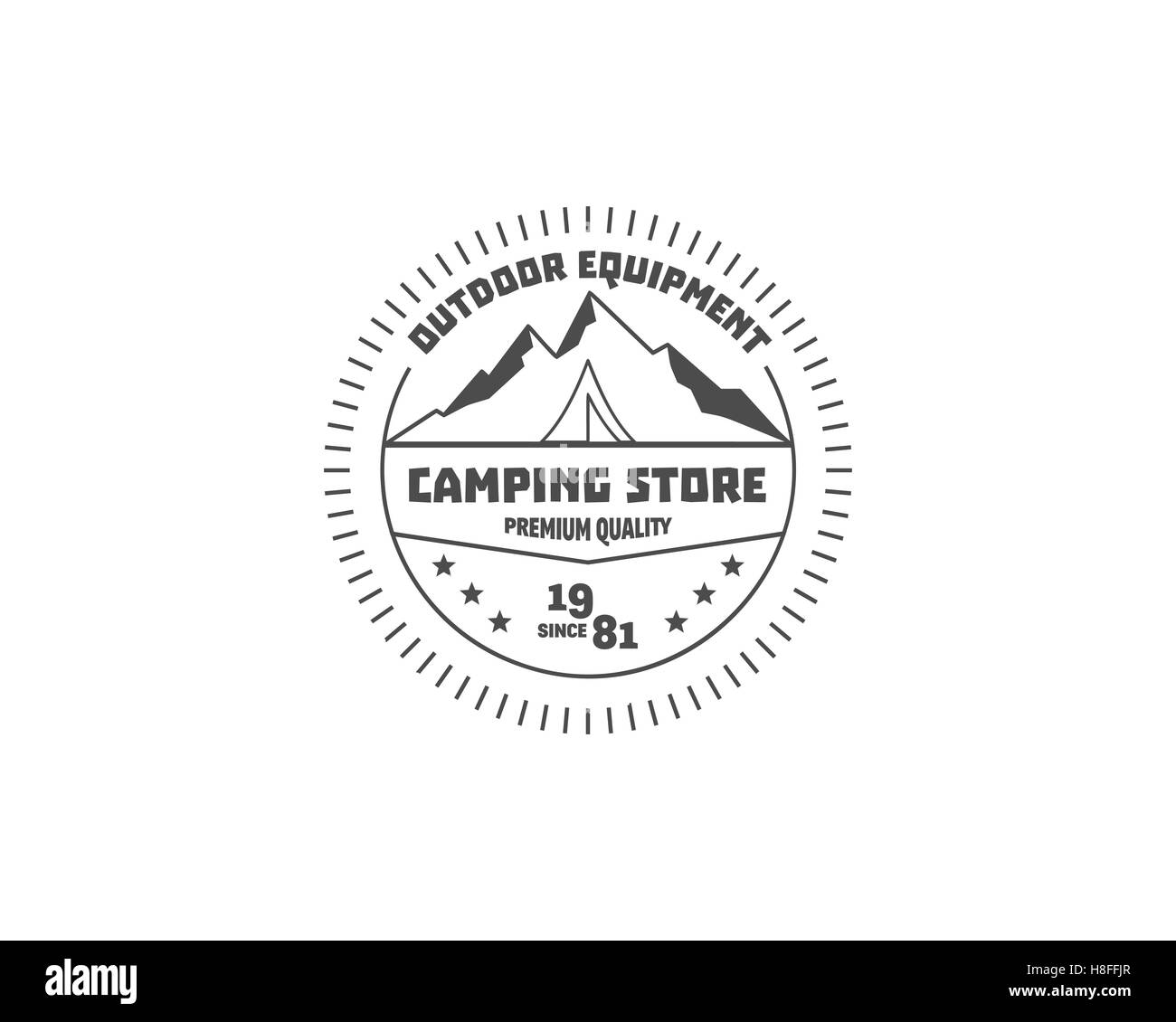 Vintage camping store badge, outdoor logo, emblem and label concept for ...