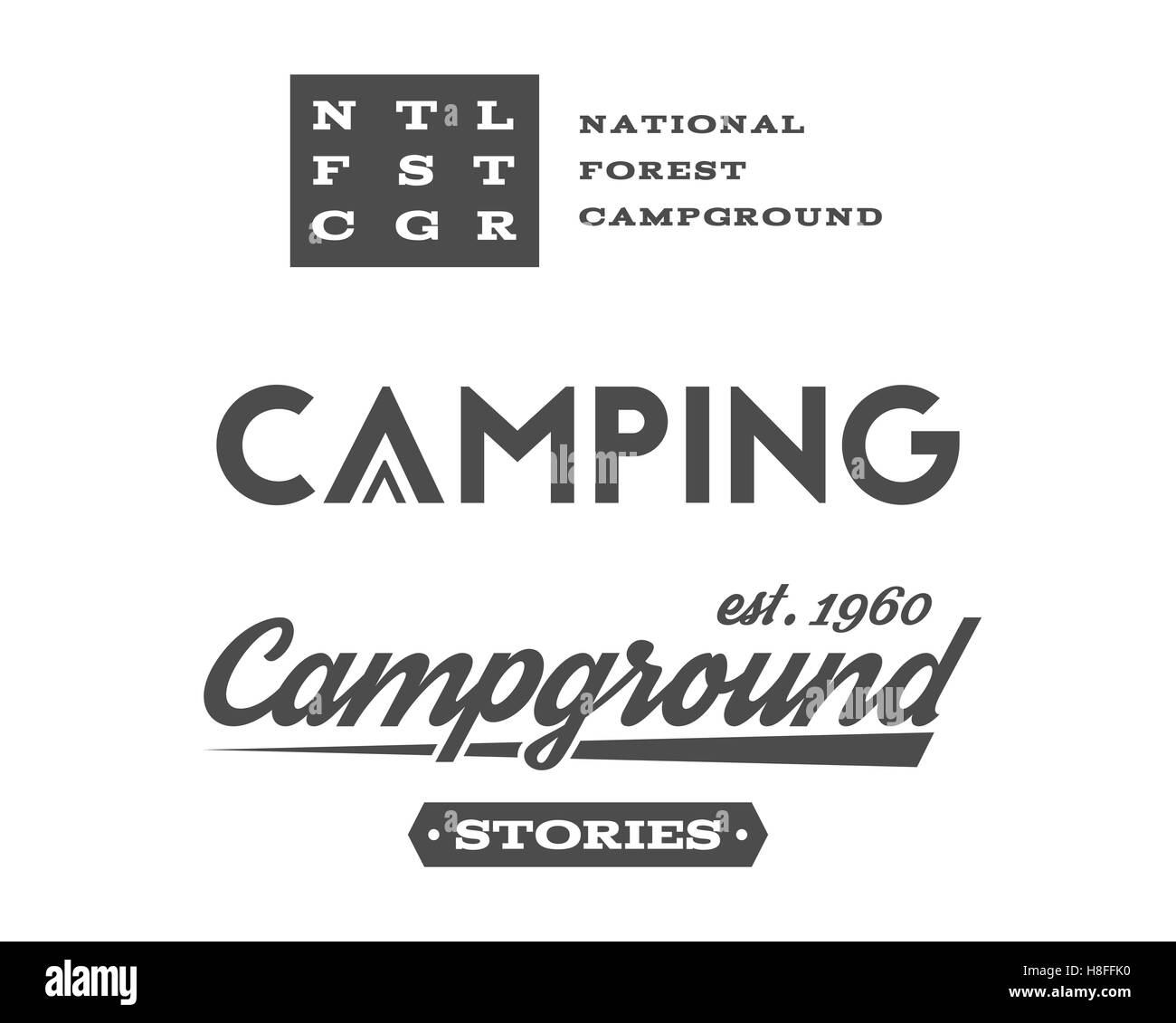 Set of retro camping badges and label logo graphics. Campground ...