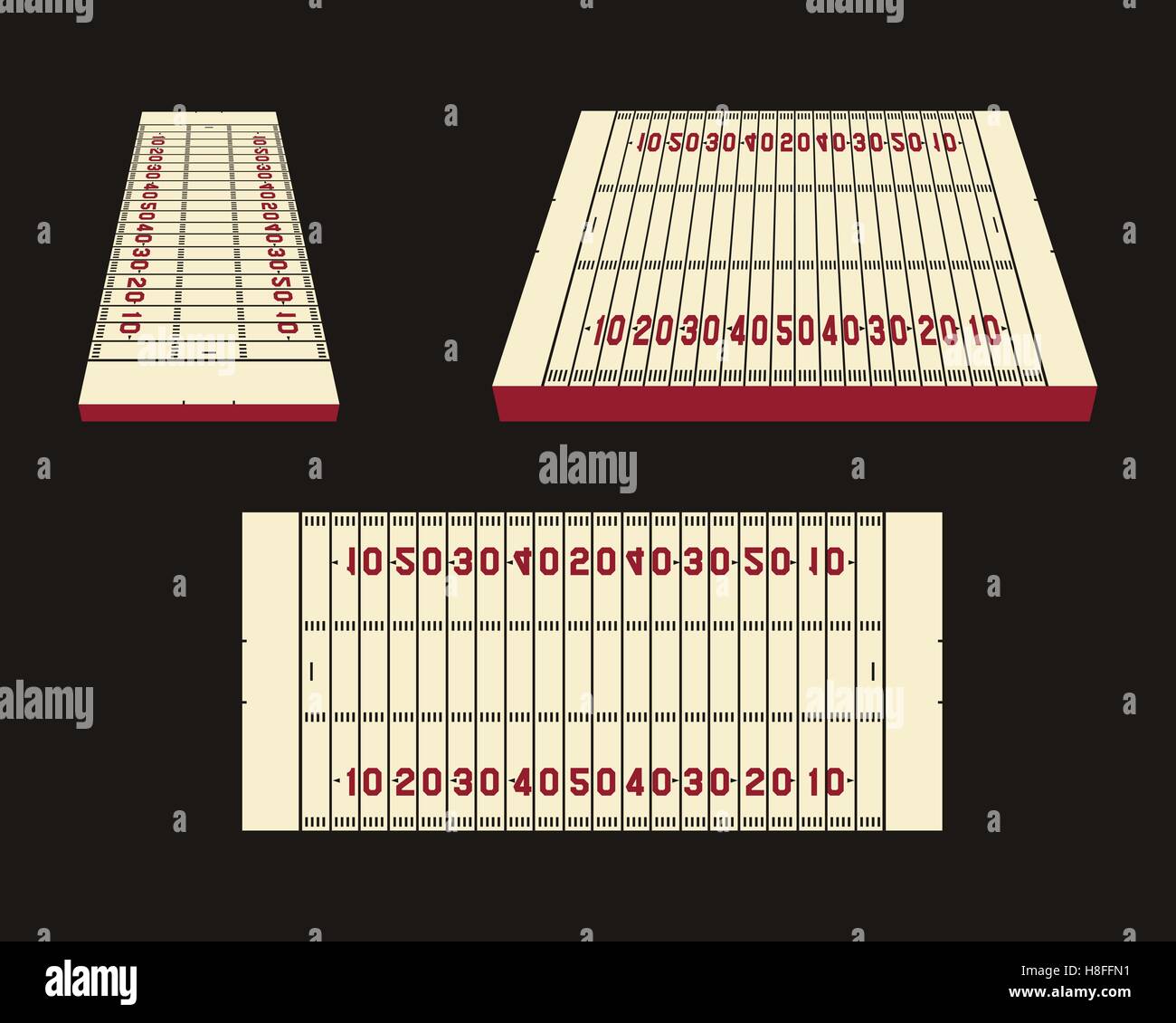 Detailed illustration of an American Football fields with different ...
