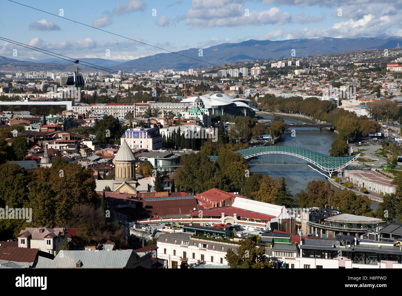 TBILISI, GEORGIA - November 04, 2016 : Tbilisi city center aerial view ...