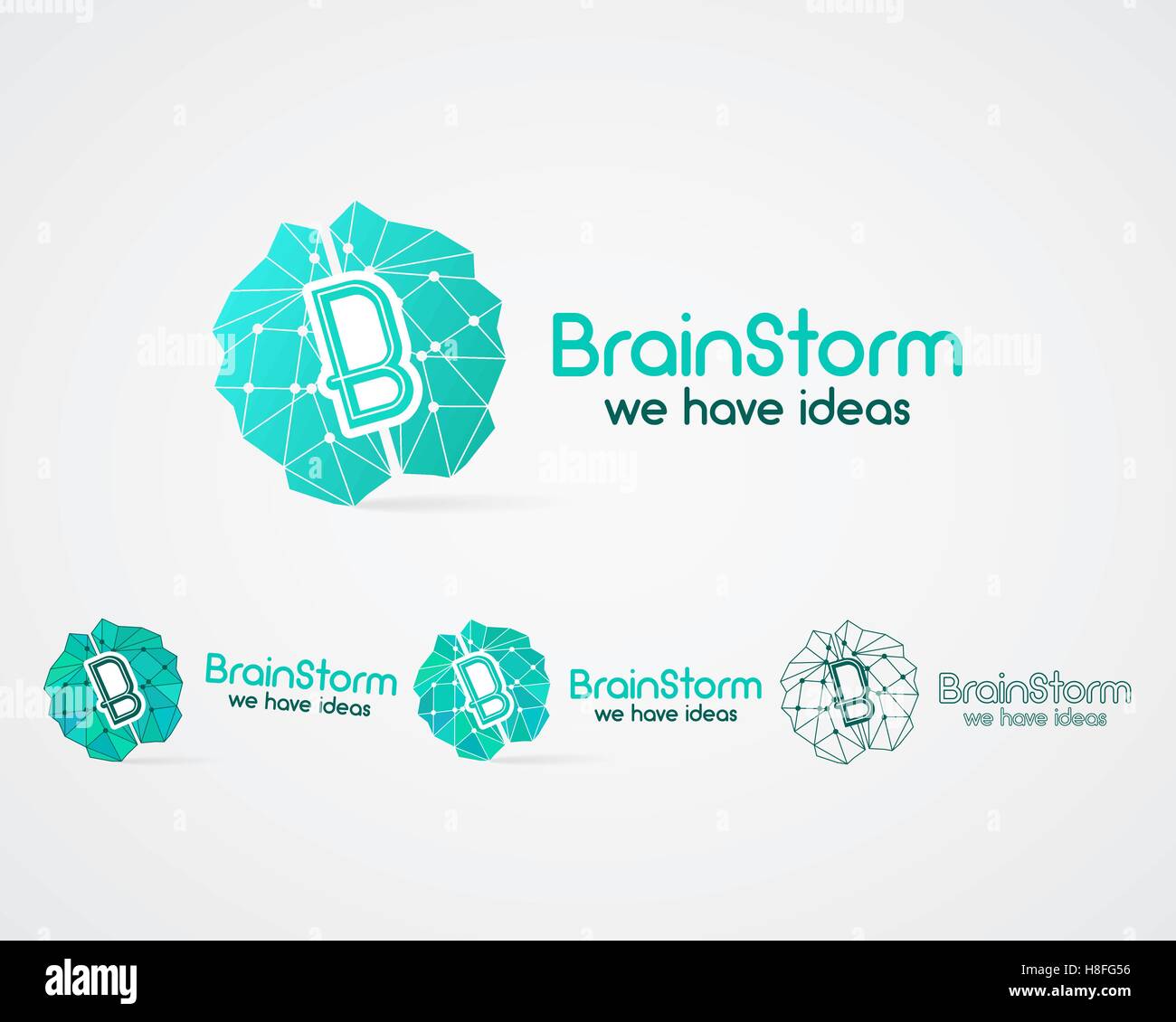 Brainstorm logo set, brain, creation idea logo templates and elements ...