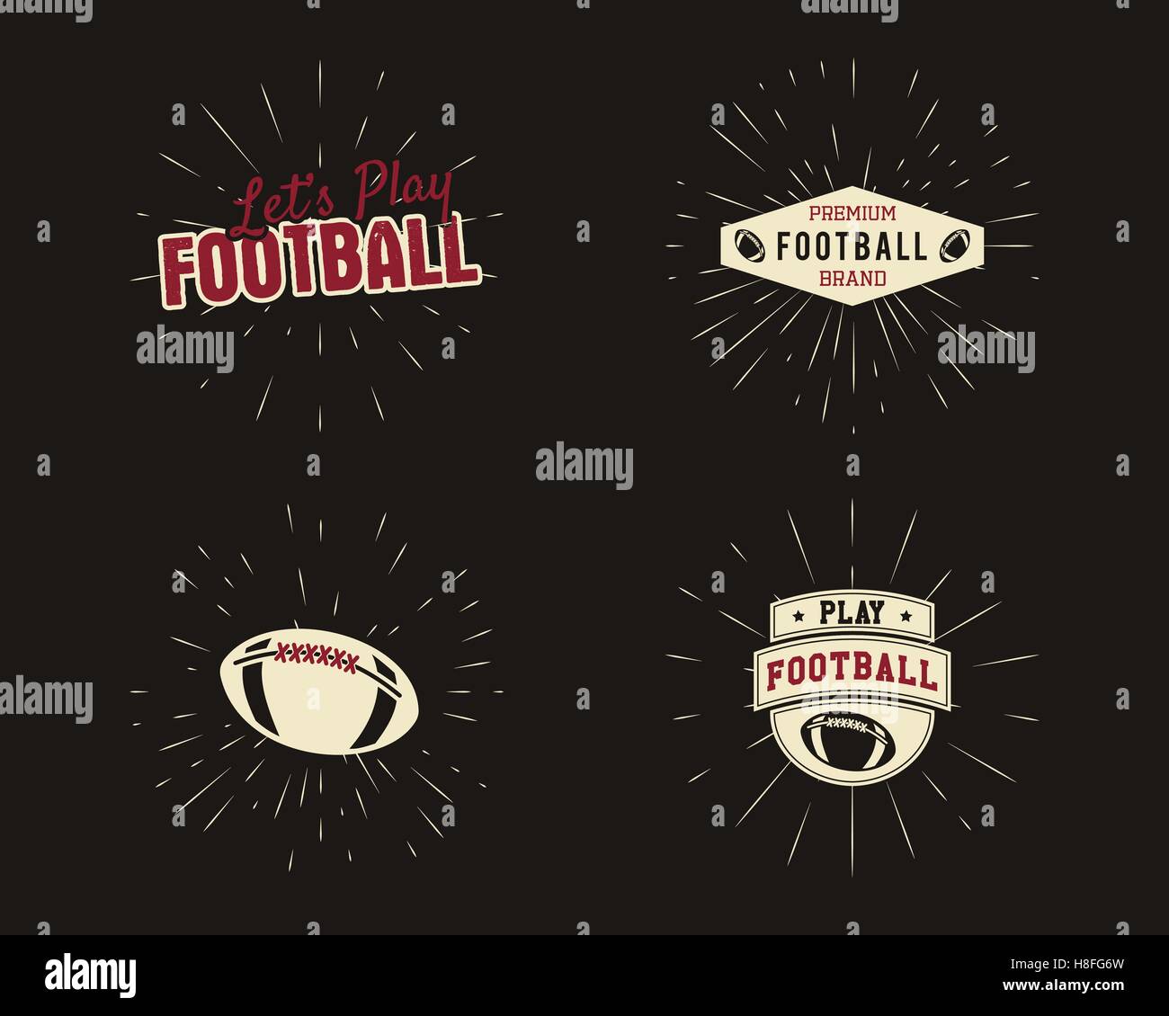 Set of vintage rugby and american football labels, emblems and logo ...