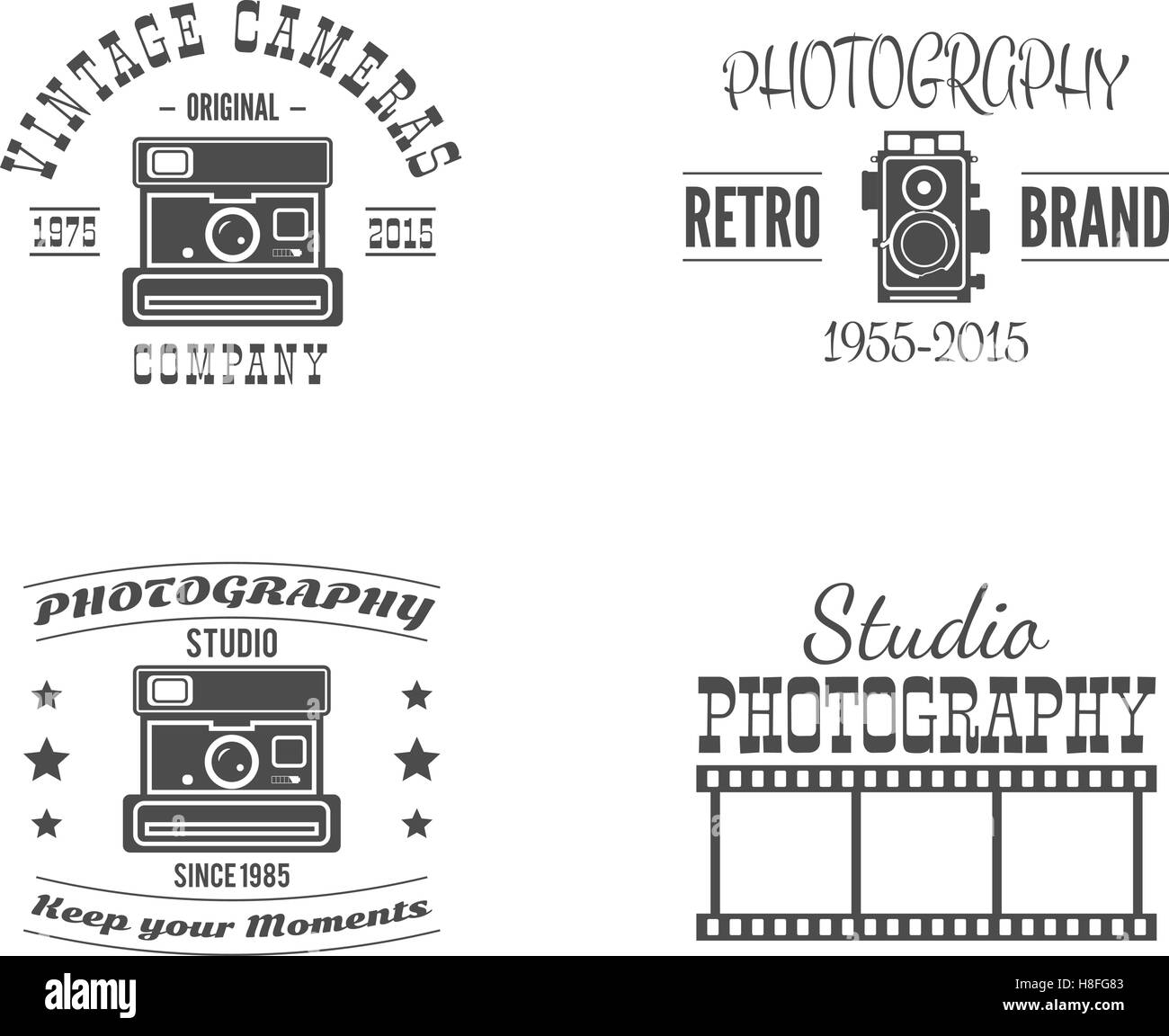 Vintage Photography Badges, Labels. Monochrome design with stylish old ...