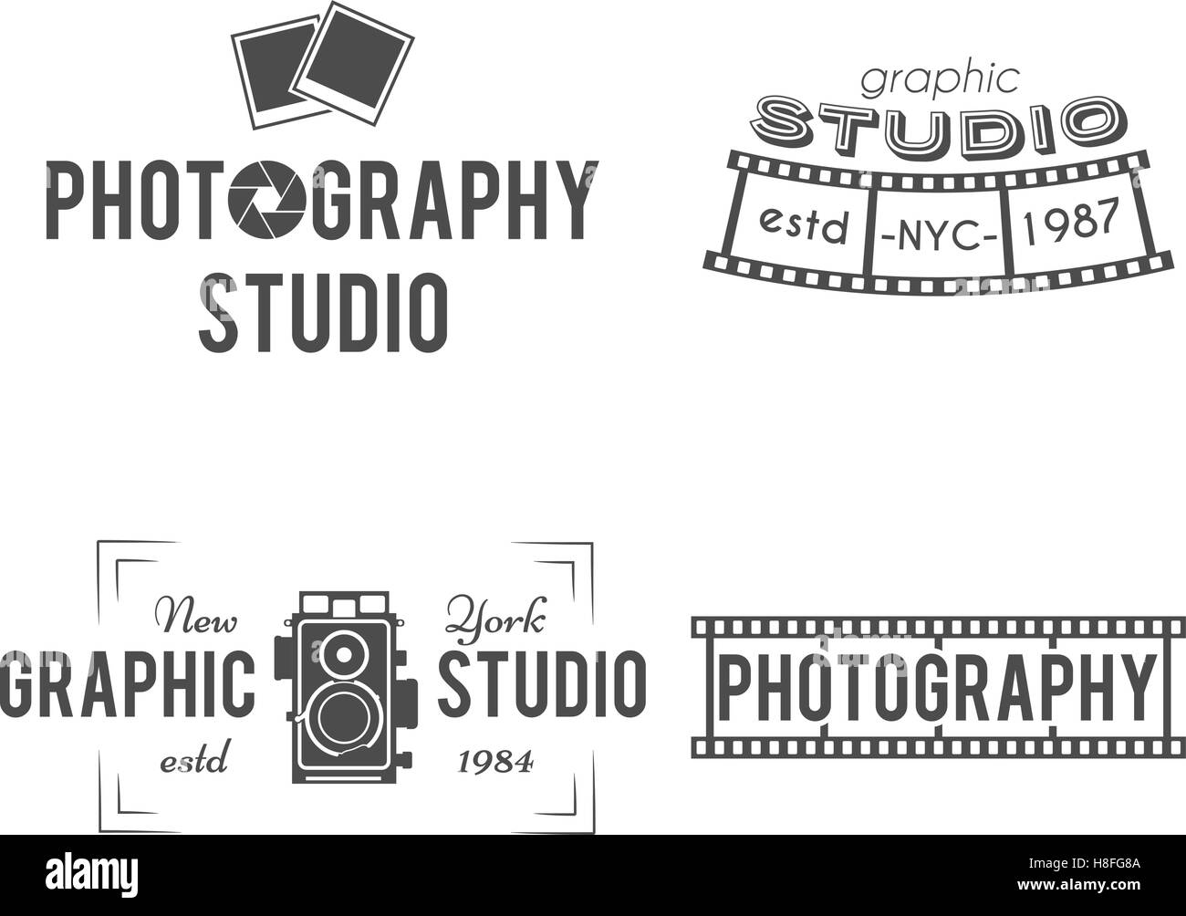 Vintage Photography Badges, Labels. Monochrome design with stylish old ...