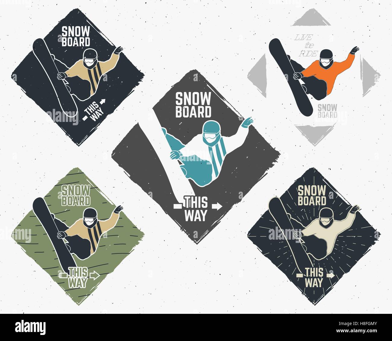 Set of snowboarding stickers Vintage mountain explorer labels Outdoor ...