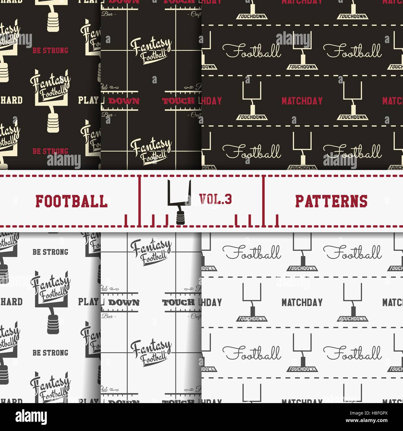 Set of american football patterns. Usa sports seamless background ...