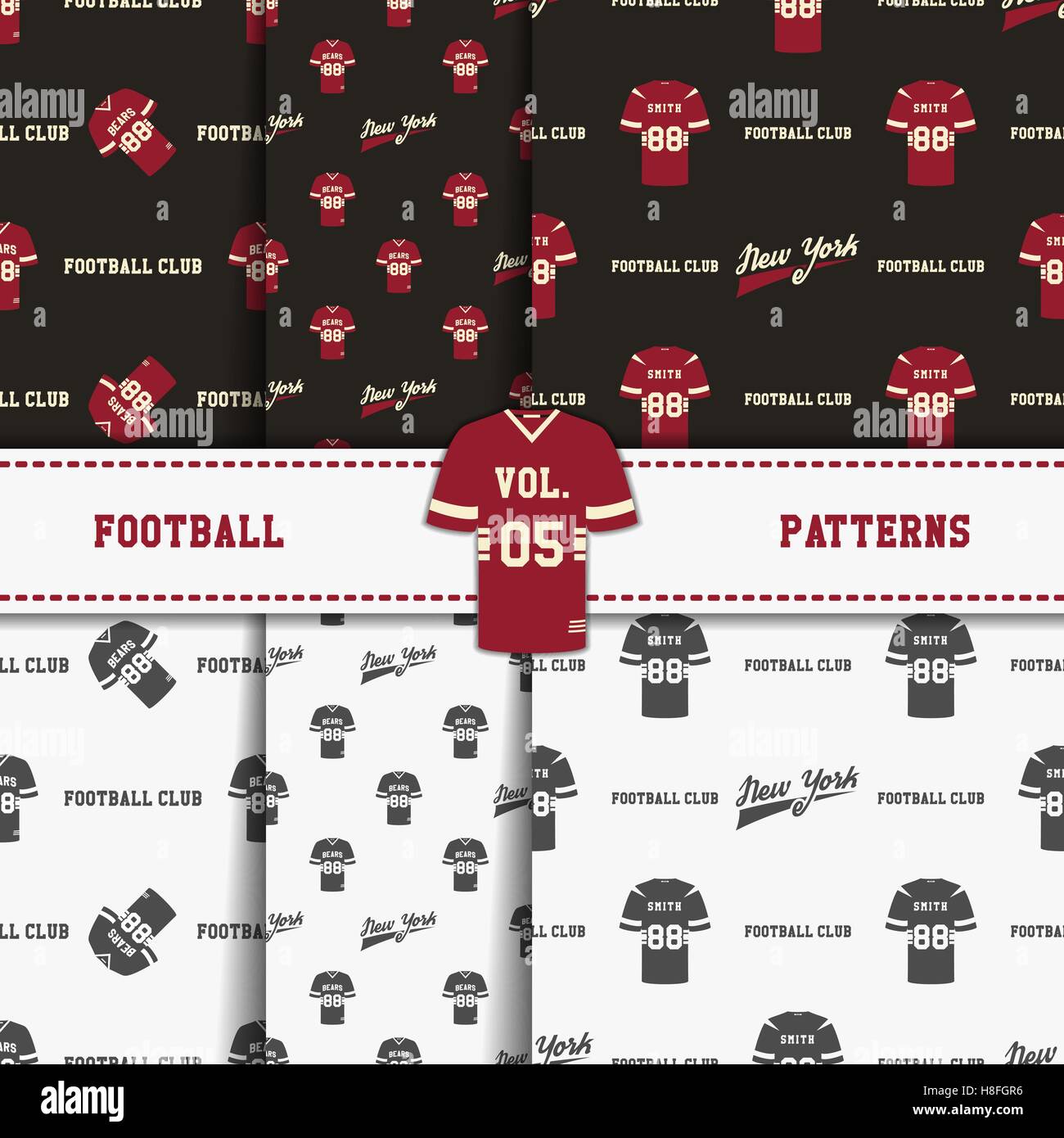 Set of american football patterns. Usa sports seamless background ...