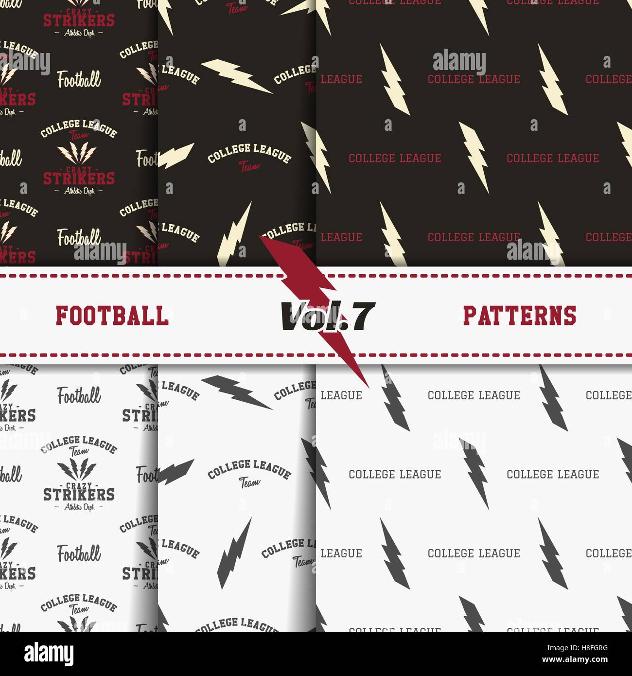Set of american football patterns. Usa sports seamless background ...