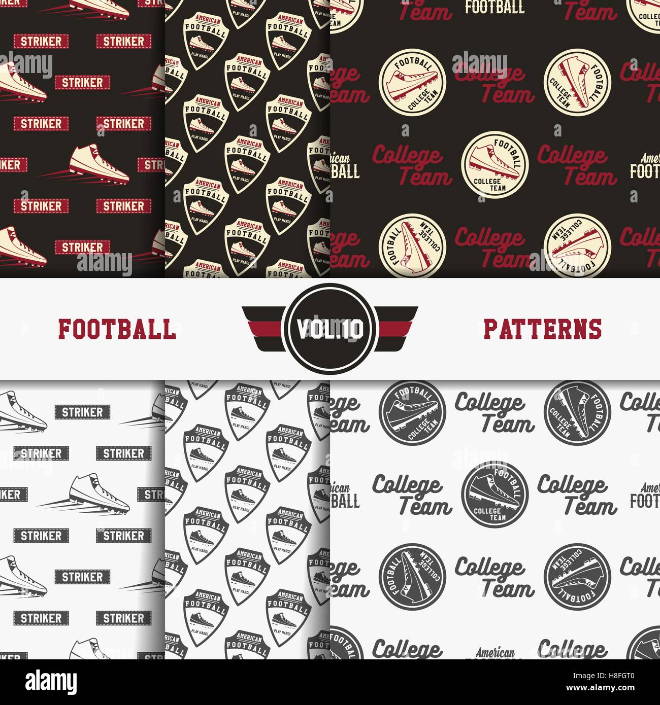 Set of american football patterns. Usa sports seamless background ...