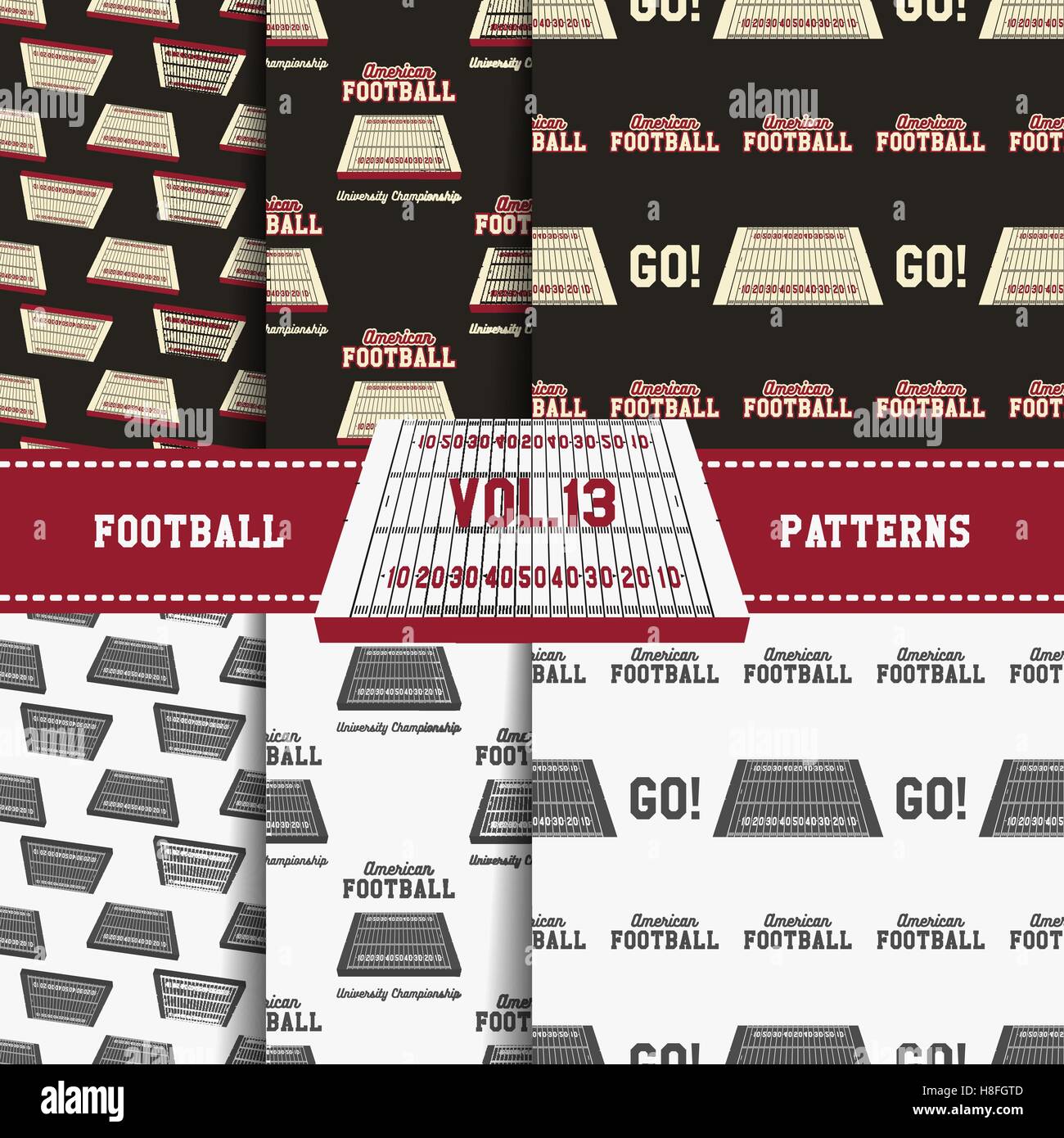 Set of american football patterns. Usa sports seamless background ...