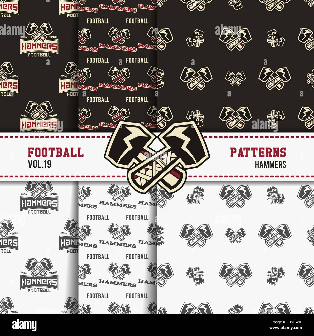 Set of american football patterns. Usa sports seamless background ...