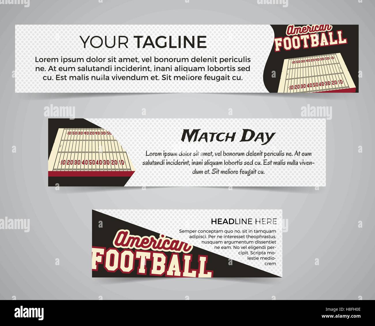 Set of American football banner template with soccer logo, label and ...