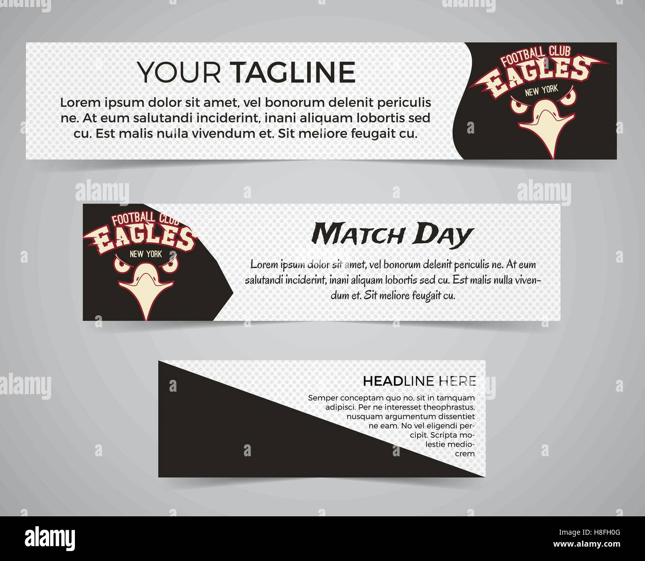 Set of American football banner template with soccer logo, label and ...