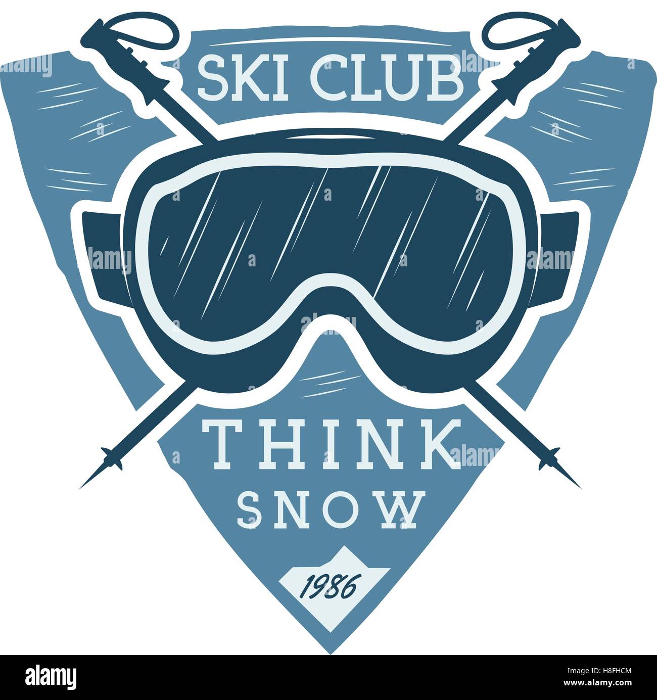 Winter sports ski club Label with goggles. Vintage Mountain explorer ...