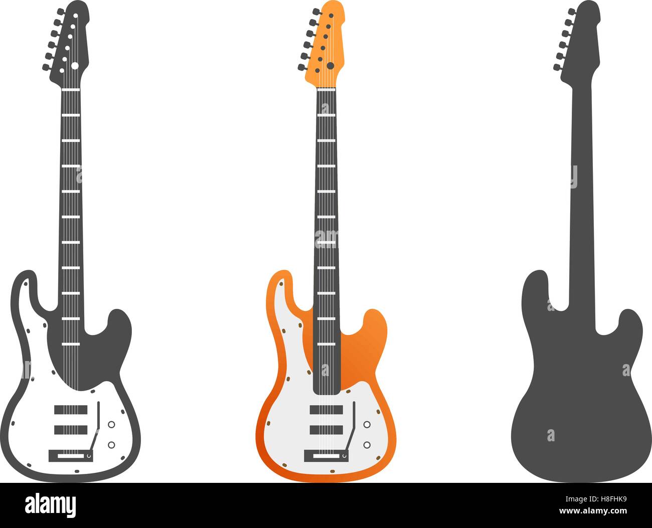 Electric guitars icons set. Musical instrument symbols vector ...