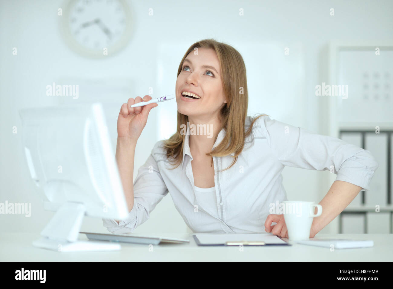 Young woman with computer Stock Photo - Alamy
