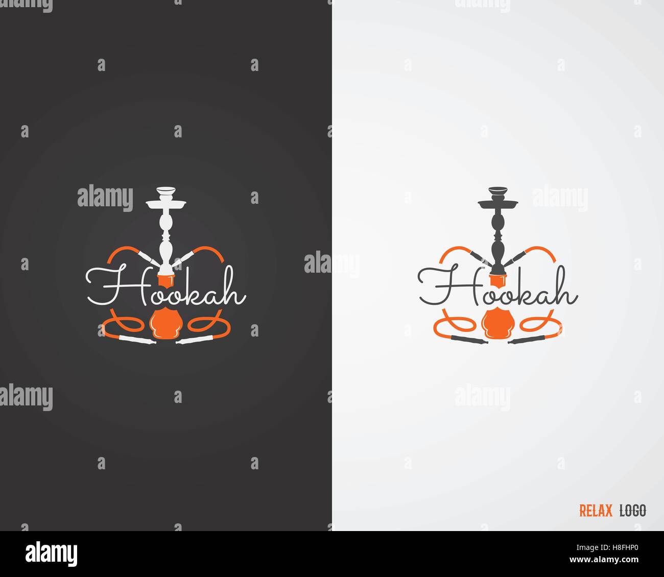 Hookah relax labels, badges and design elements collection in 2 color ...
