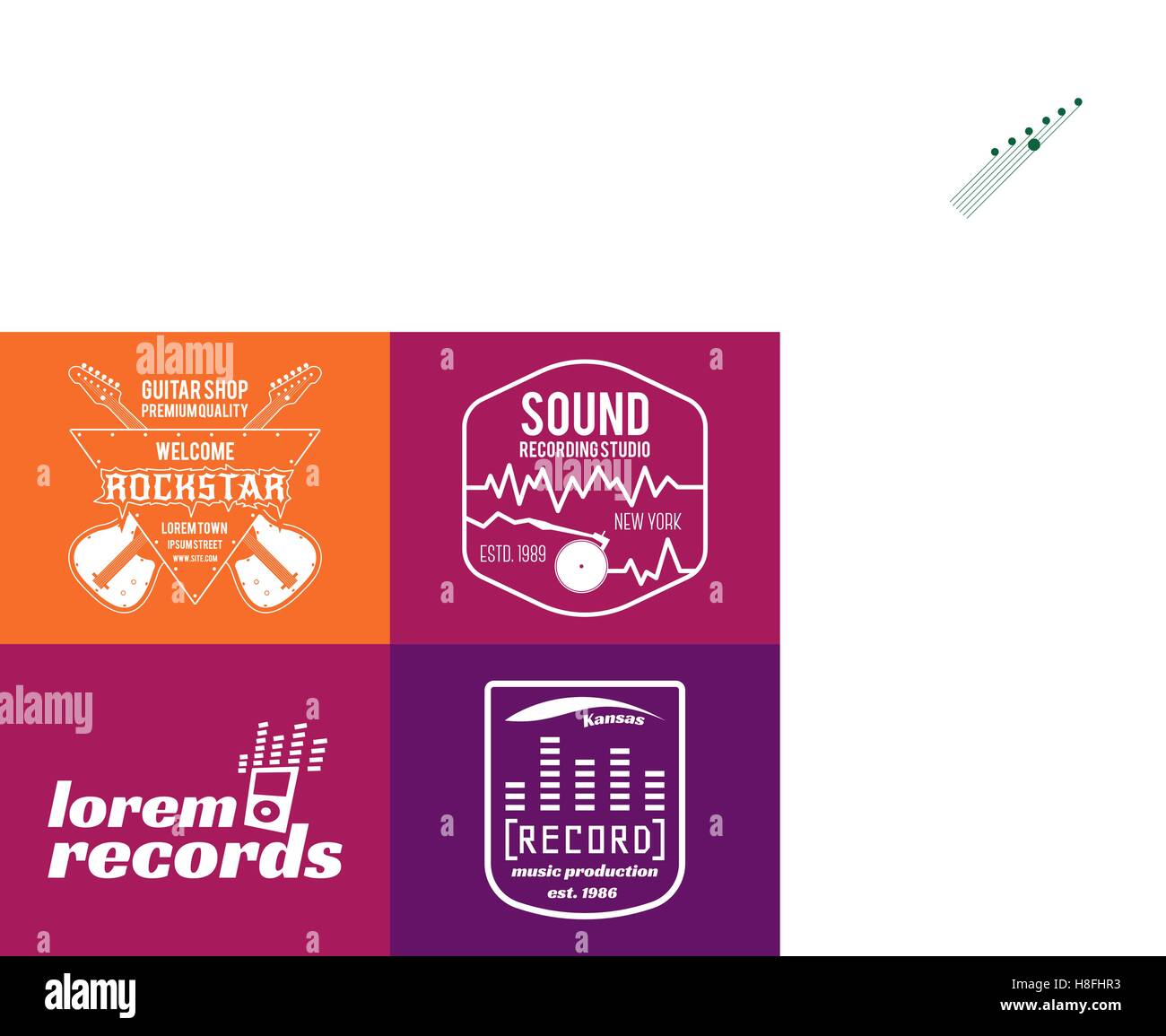 Vector music production logos set Musical label icons. Music insignia ...