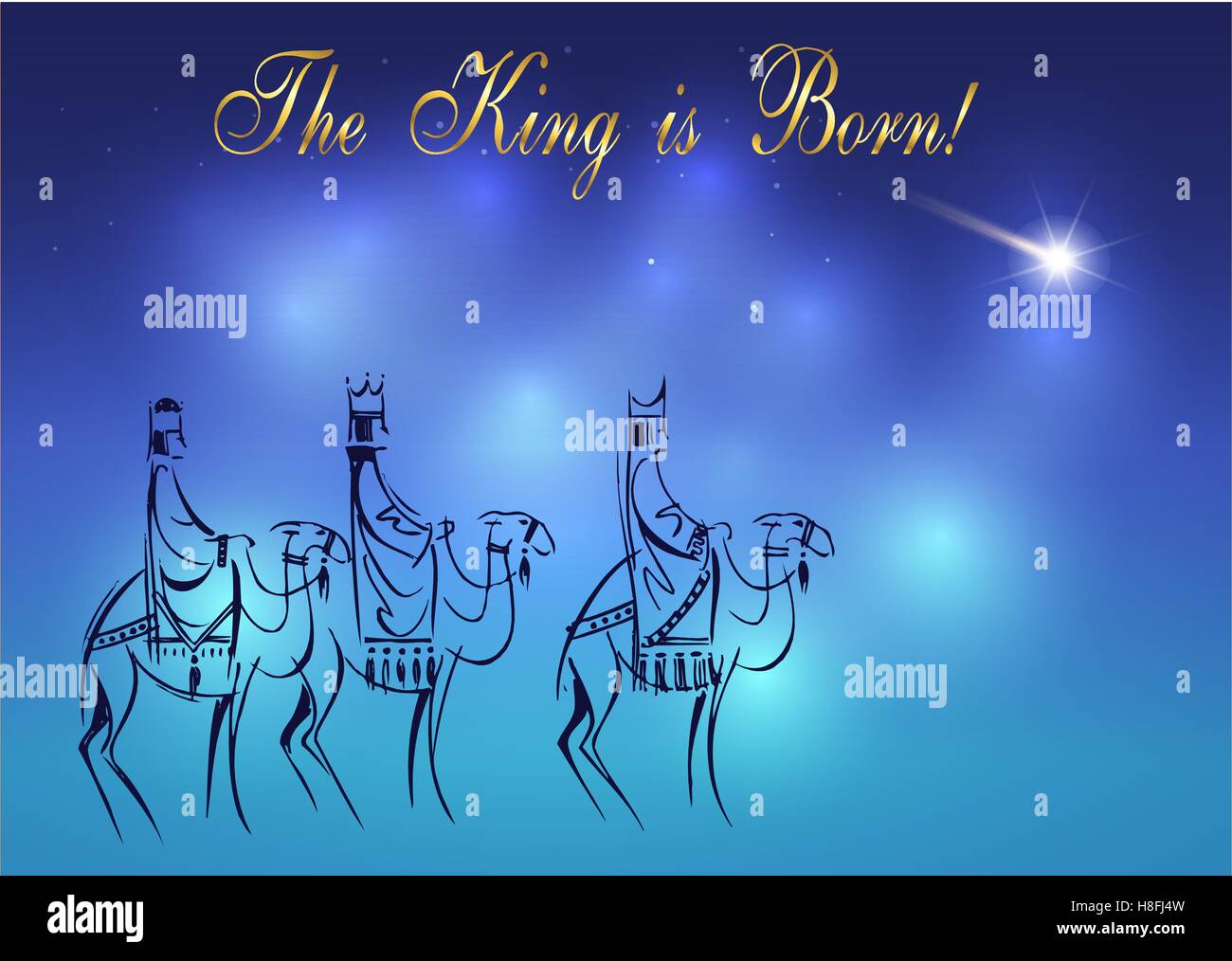 Biblical Christmas vector illustration: three Wise Men are visiting the ...