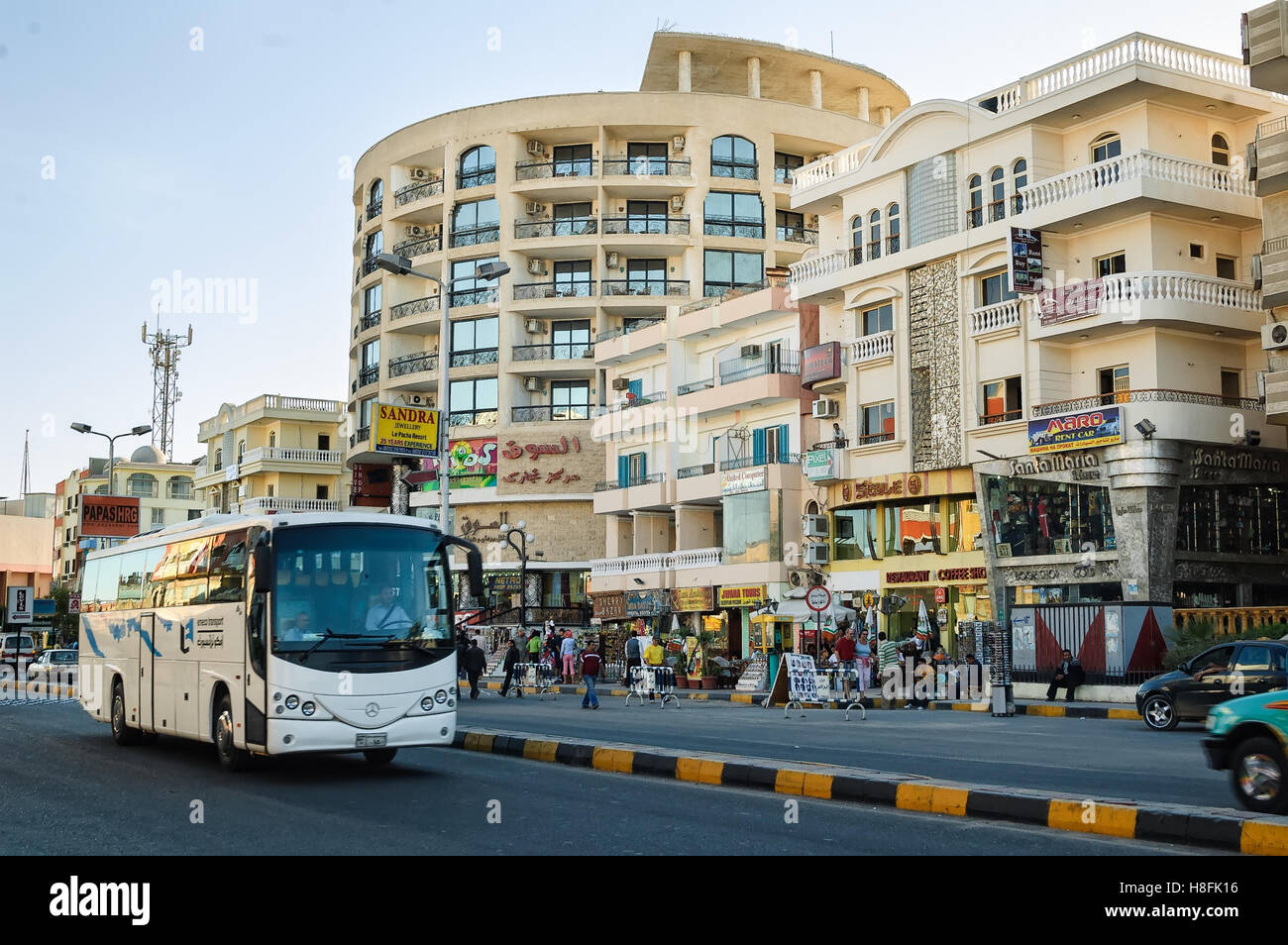 Bus moves on Sheraton street in Hurghada. Egypt Stock Photo - Alamy