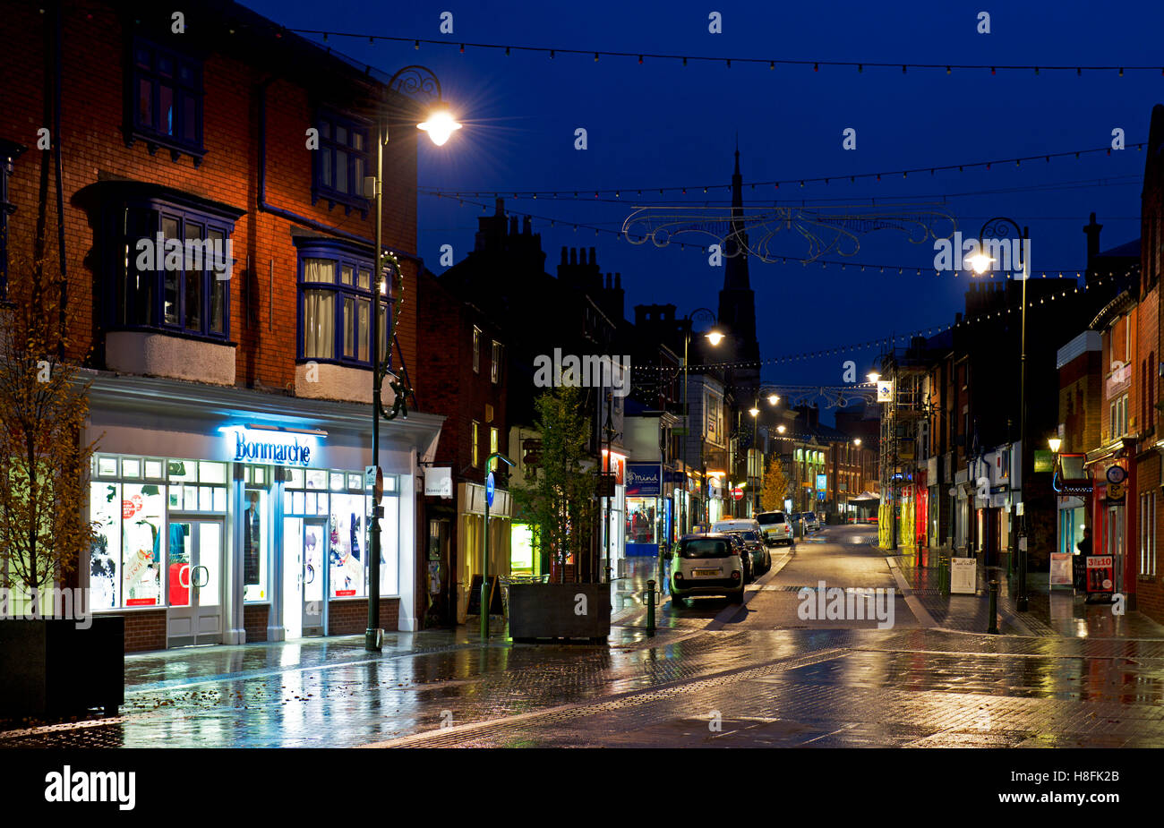 Town centre at night, Leek, Staffordshire, England UK Stock Photo - Alamy