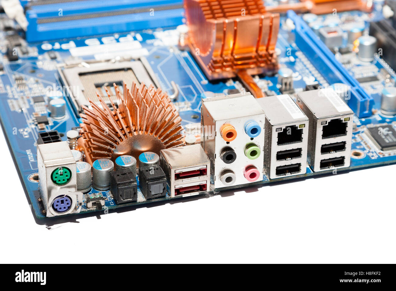 London, UK. Detail view of computer motherboard ports Stock Photo - Alamy