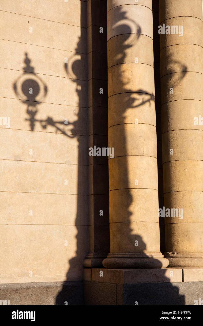 Shadow of a street lamp of the "Colon theatre". Buenos Aires, Argentina ...