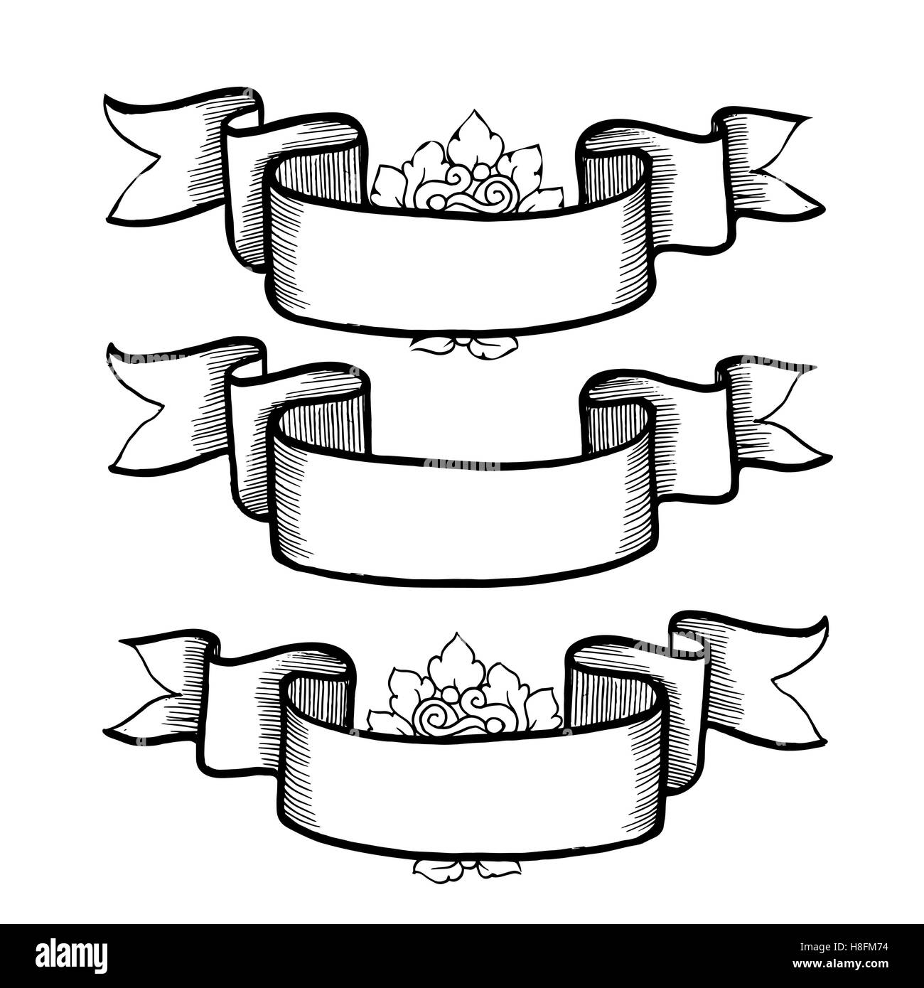 Old hand drawn banner - for scrapbook or design in vector.Collection of ...